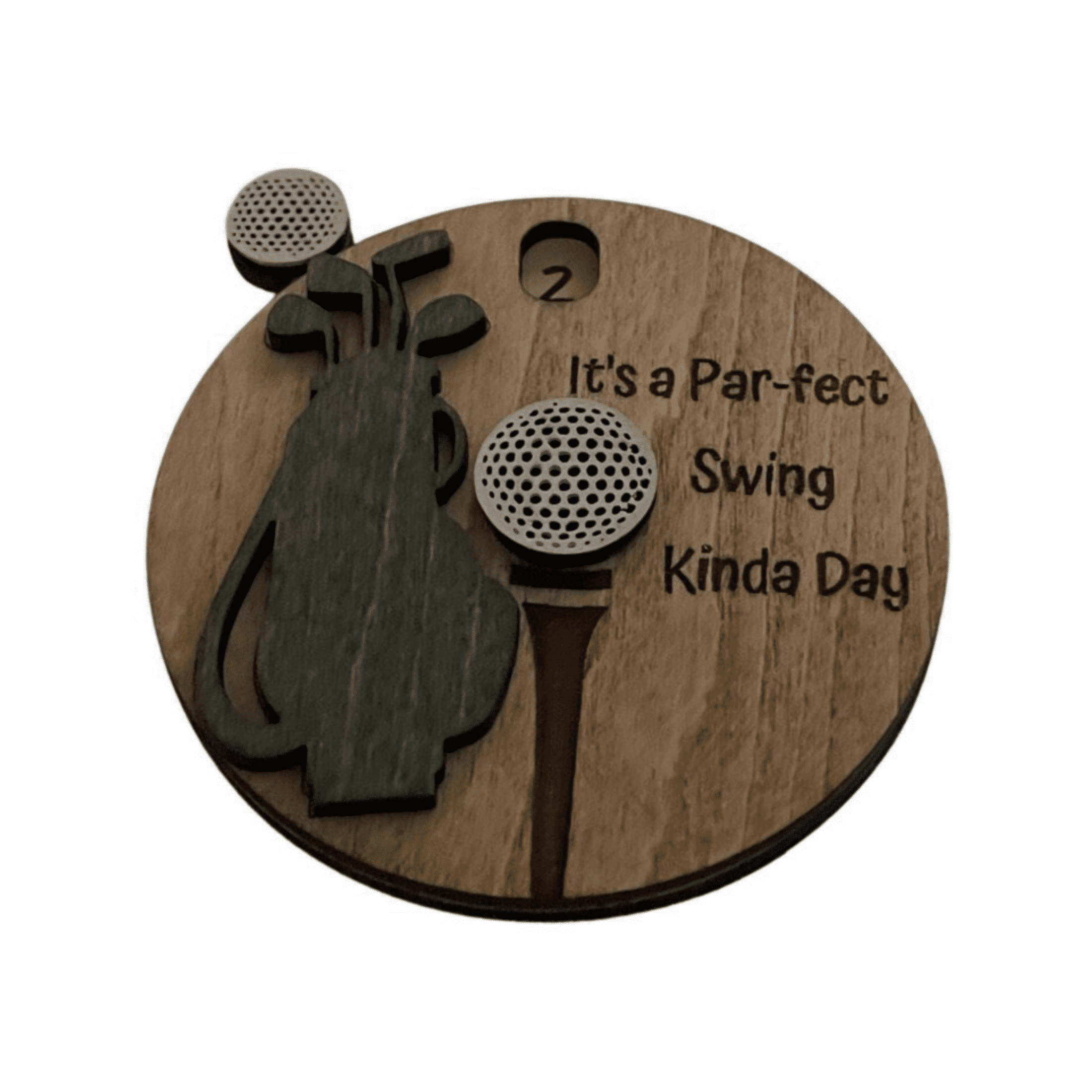Par-fect Swing Golf Stroke Counter, Wooden Round Disc with Golf Bag ...