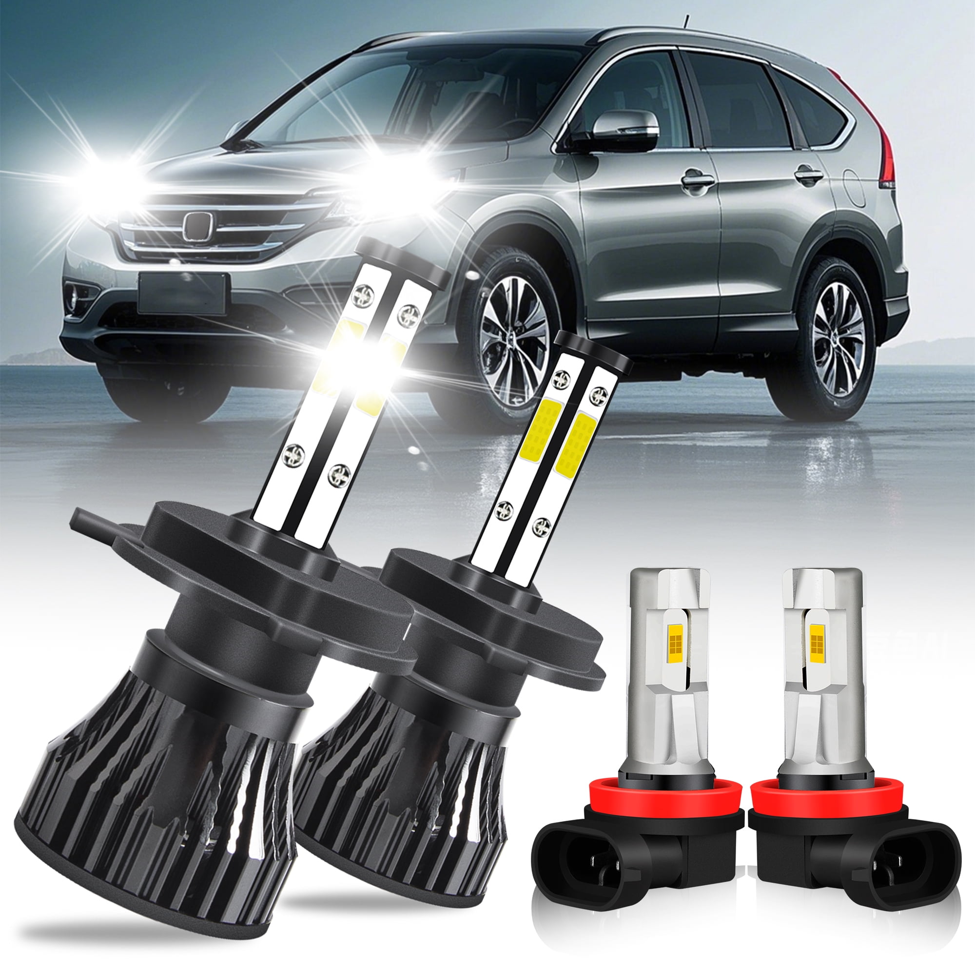 Para For Honda CRV CR-V 2007-2013 2014 faro LED + luces antiniebla haz alto/bajo,400% Brighter ...