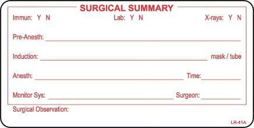 ParaMedical Labels of Cooo.kamonga, Inc. Veterinary Surgical Summary ...