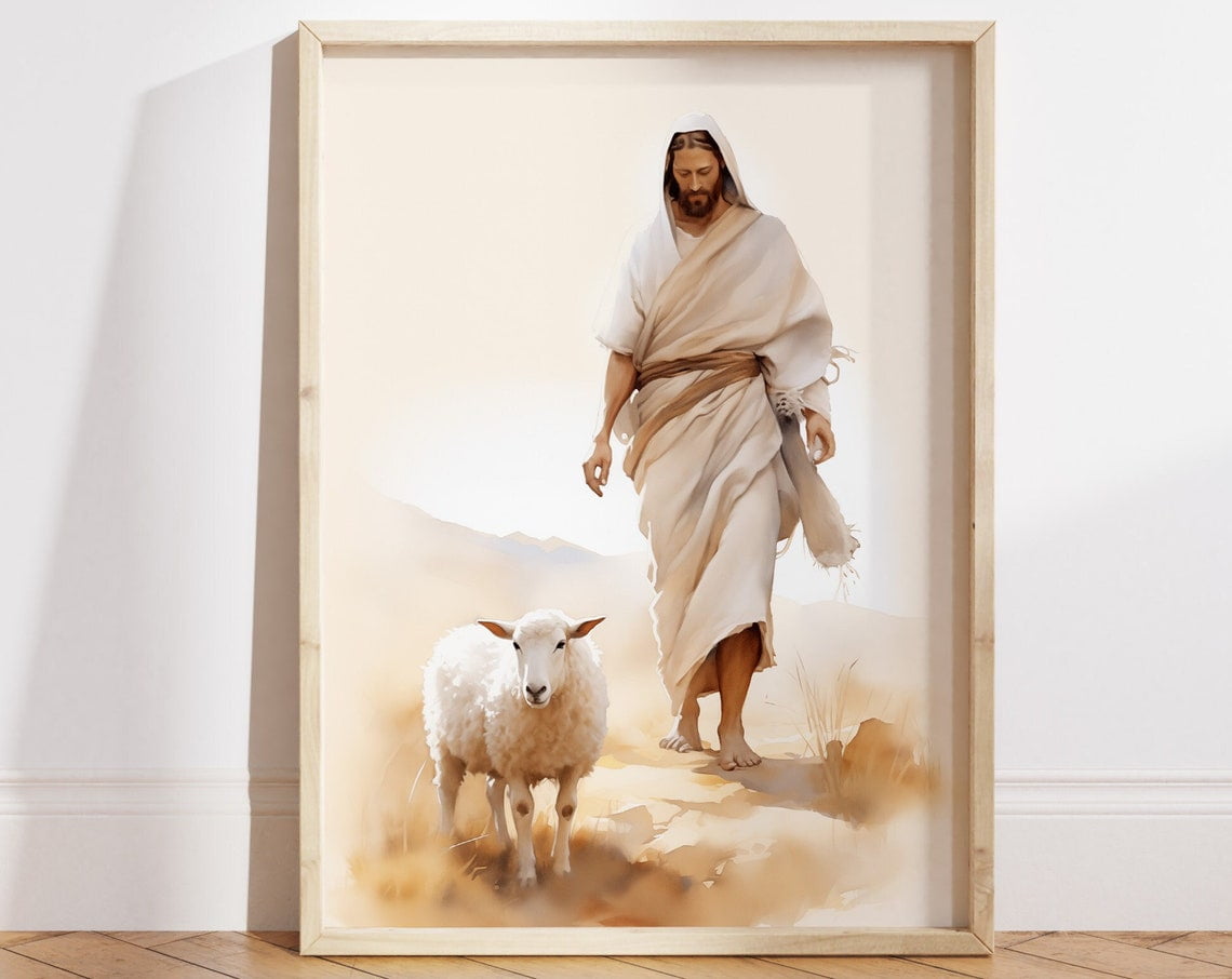 Parable Of The Lost Sheep Poster By Wallency - Watercolor Wall Art ...