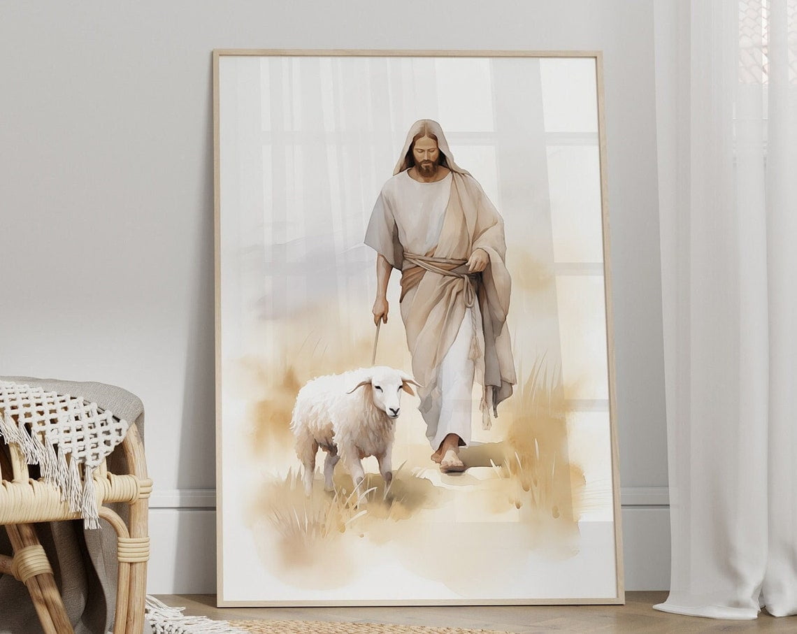 Parable Of The Lost Sheep Poster By Wallency - Watercolor Wall Art ...