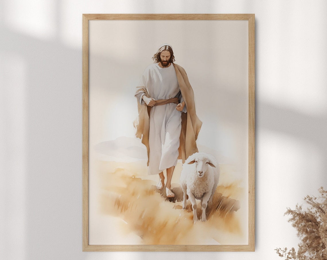 Parable Of The Lost Sheep Poster By Wallency - Watercolor Wall Art ...