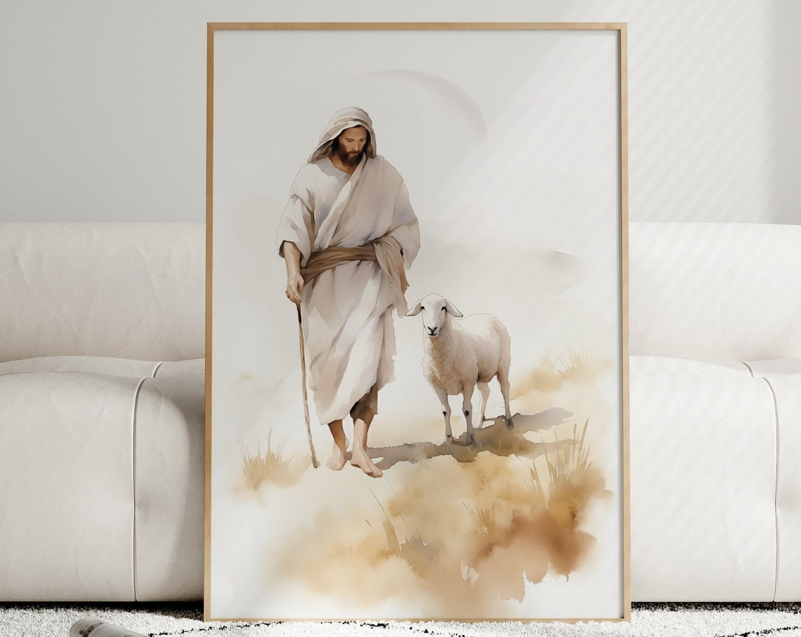 Parable Of The Lost Sheep Poster By Wallency - Watercolor Wall Art ...