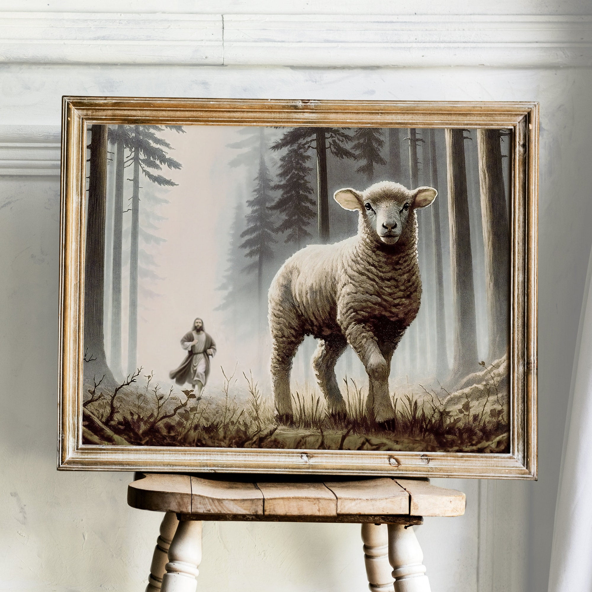 Parable Of The Lost Sheep Print Jesus Running After Lost Lamb Wall Art ...