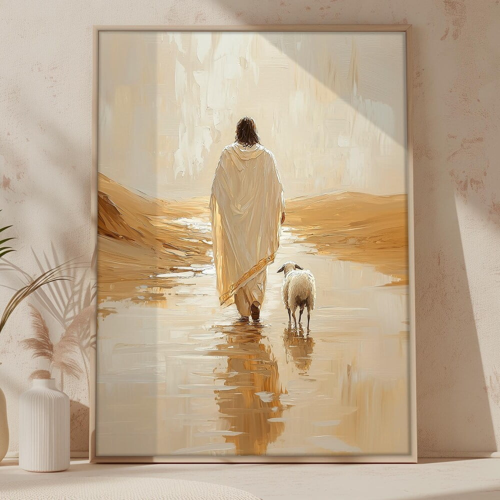 Parable Of The Lost Sheep, Jesus Leaves The 99, Jesus Poster, Bible Art ...