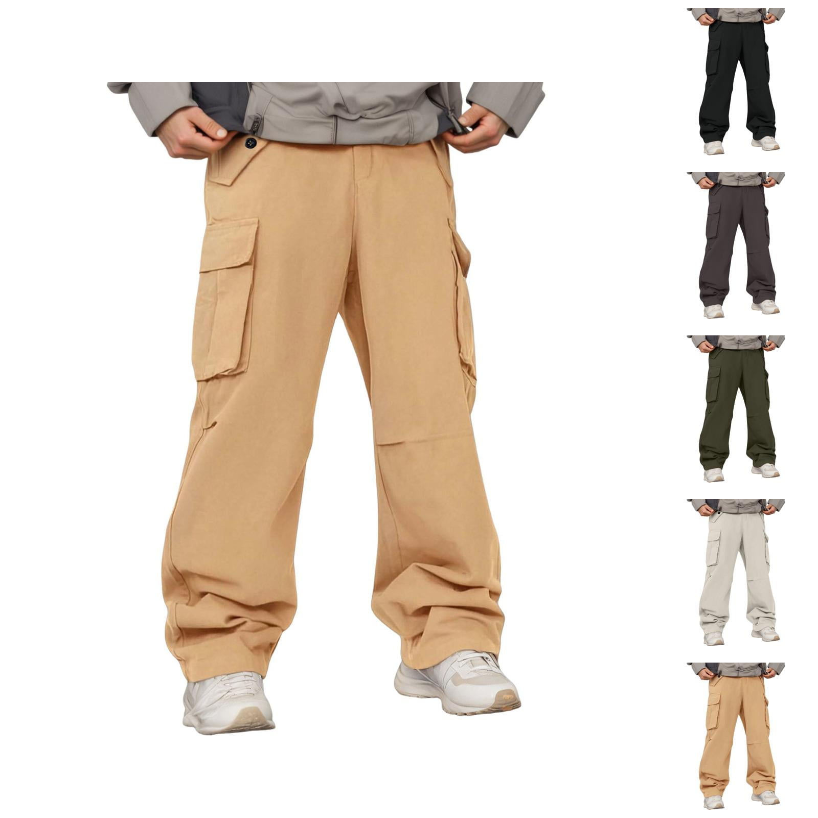 Parachute Cargo Pants for Men 2025 Casual Elastic Waist Drawstring ...