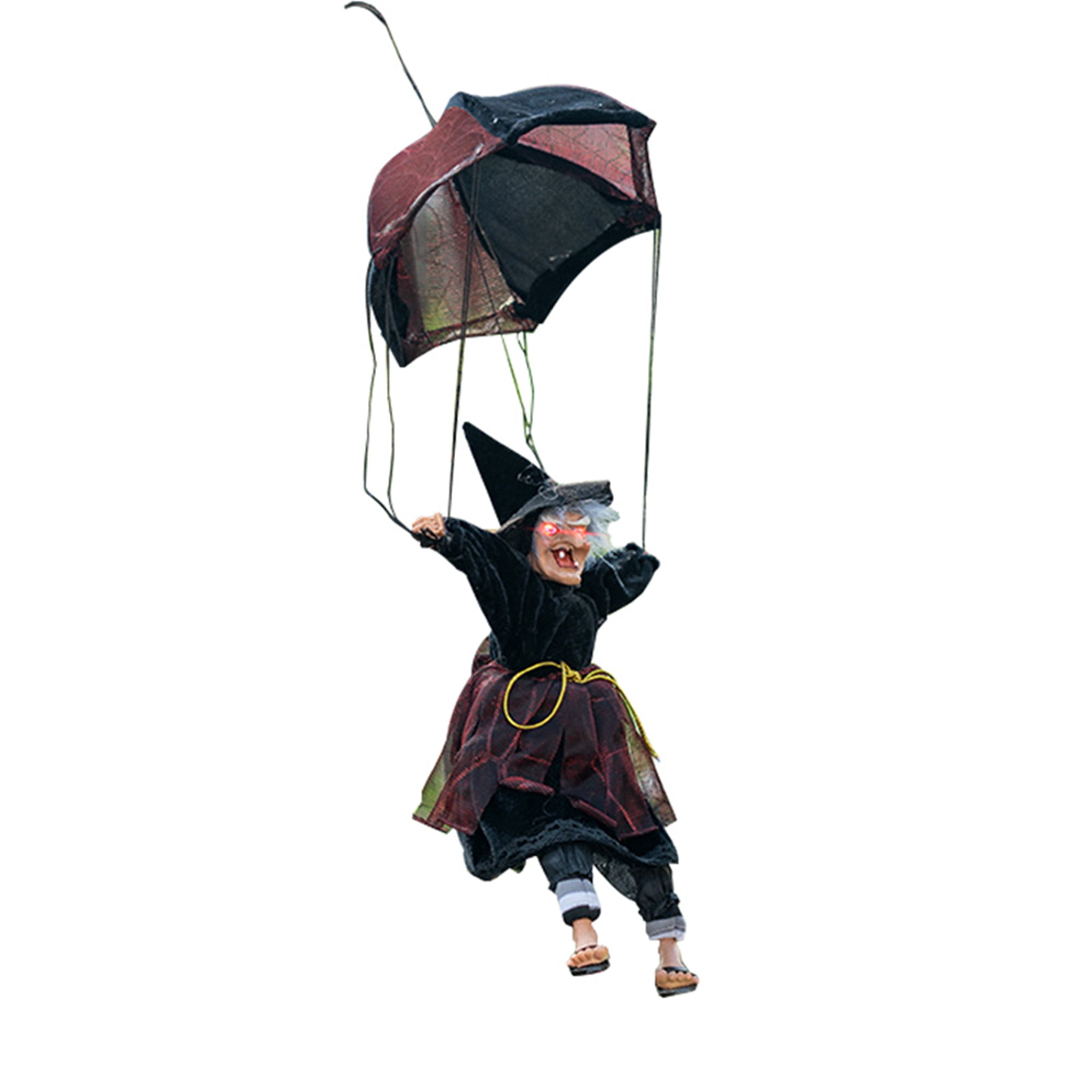 Parachute Kick Witch with Light Scary Hanging Halloween Decoration ...