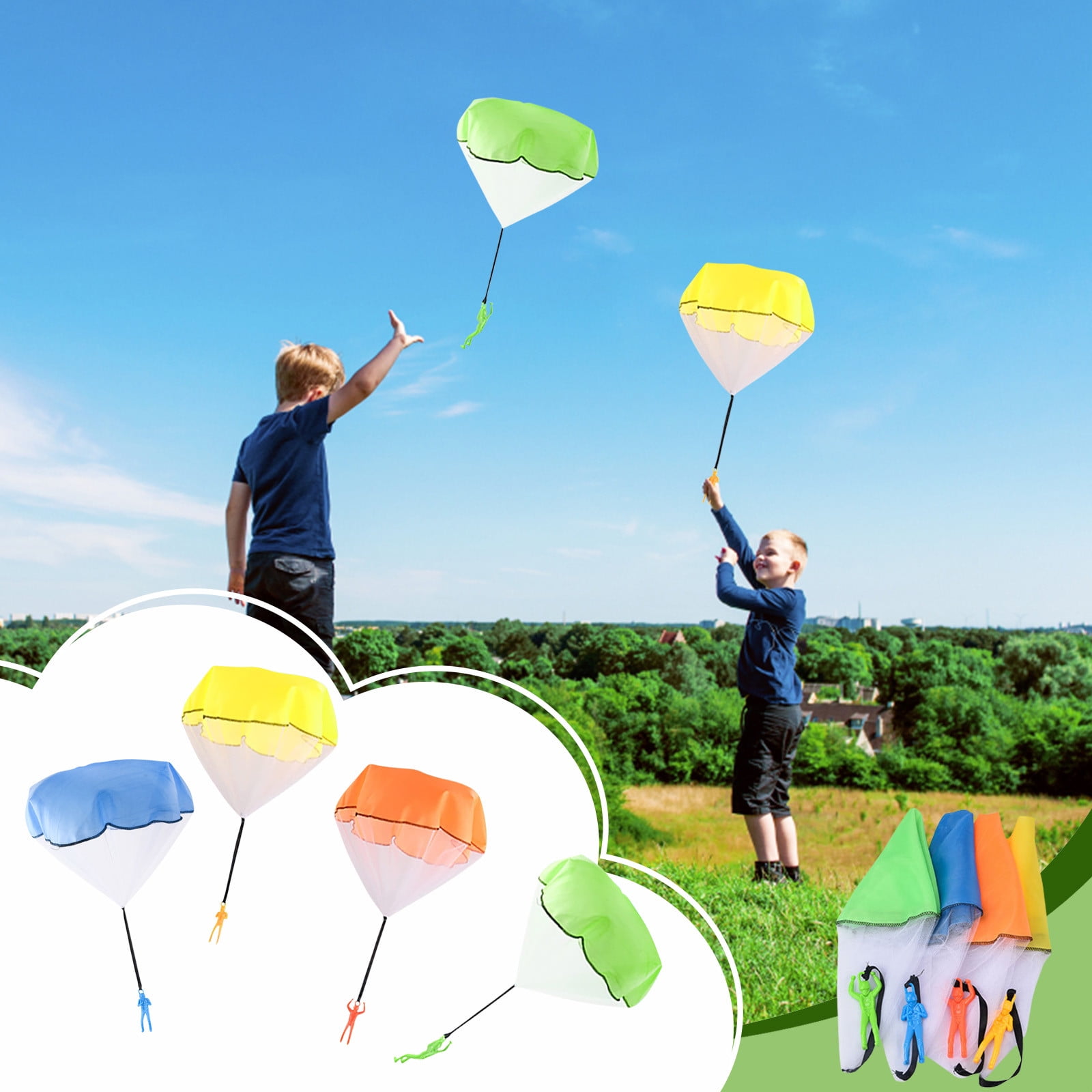 Parachute Toys for Kids, 4 Pcs Tangle Free Throwing Parachute Toy for ...