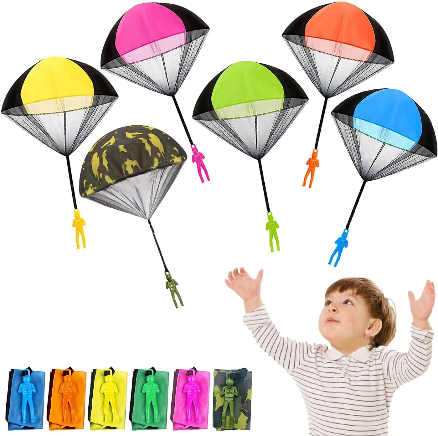 Parachute Toys for Kids, 6 Pack Skydiver Toys Outdoor Games for Kids ...