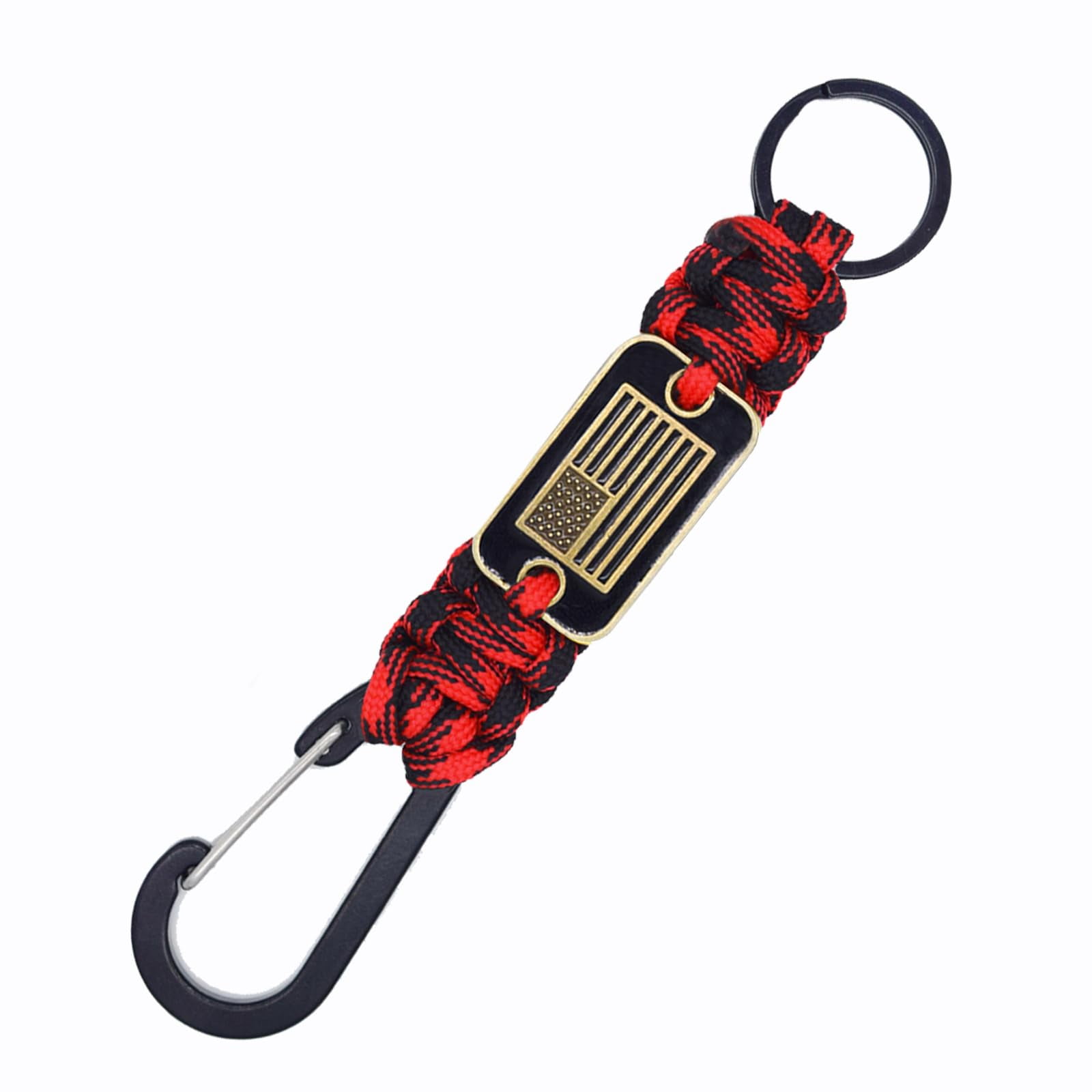 Paracord Keychain with USA Flag, Paracord Carabiner Keychain Clip ...