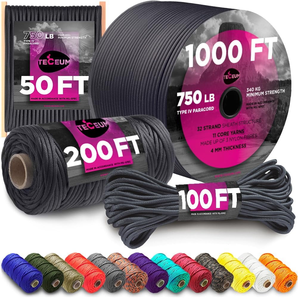 Paracord Rope 750 lb – 1000ft / 200ft / 120ft / 100ft / 50ft – String ...