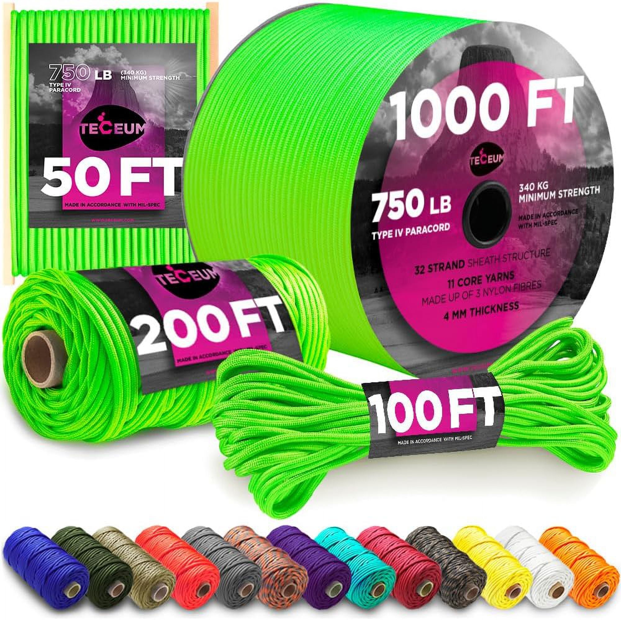 Paracord Rope 750 lb – 1000ft / 200ft / 120ft / 100ft / 50ft – String ...