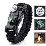 Paracord Survival Bracelet with Fire Starter, Compass, Whistle, SOS Led ...