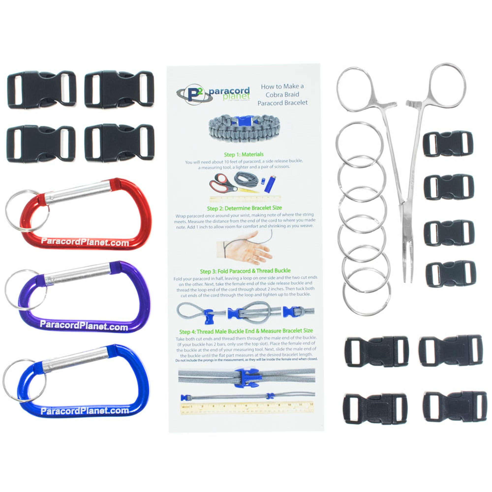 Paracord Survival Bracelet & Project Kit - 550 Parachute Cord, Buckles ...