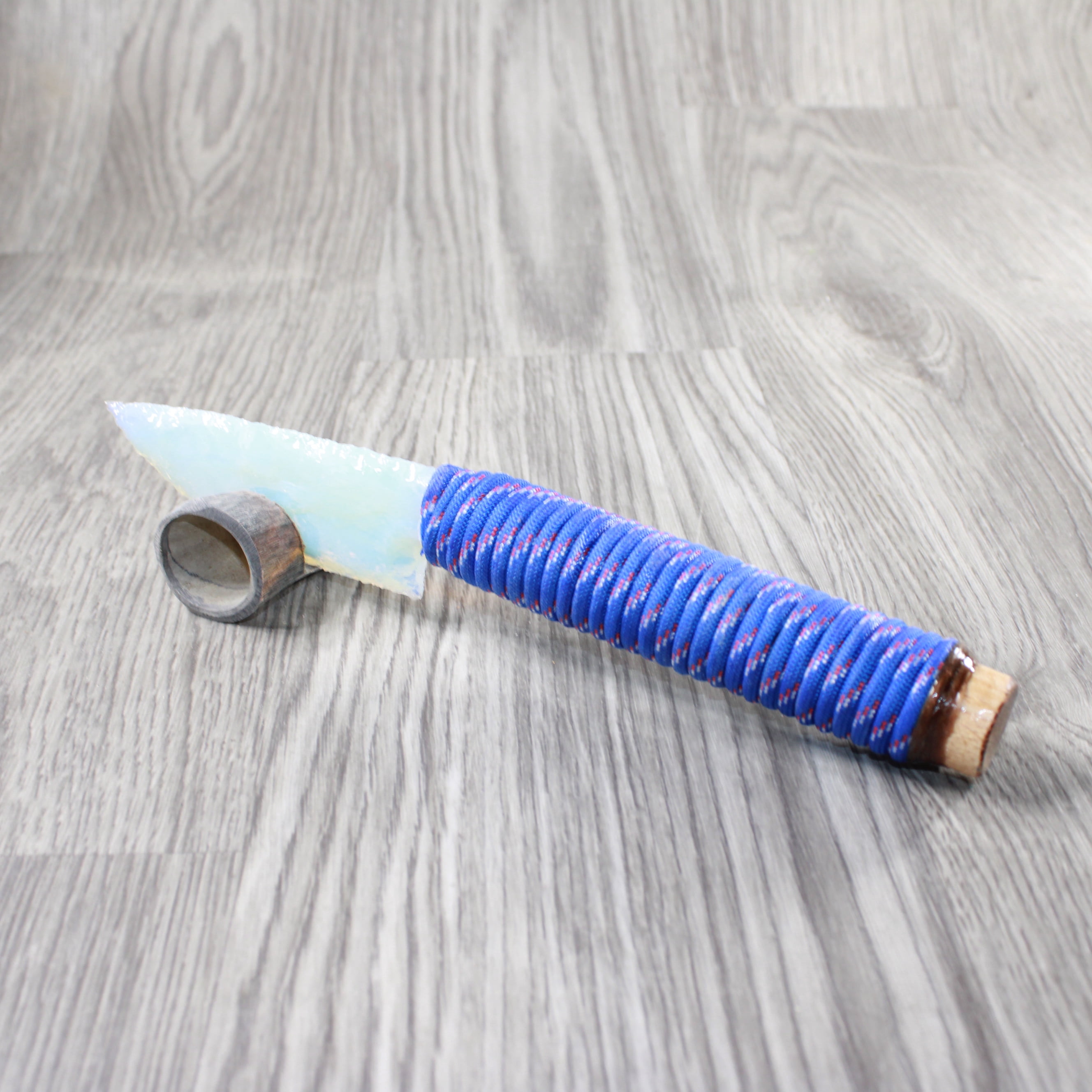 Paracord Wrapped Oak Handle Opalite Blade Ornamental Knife #2354 ...