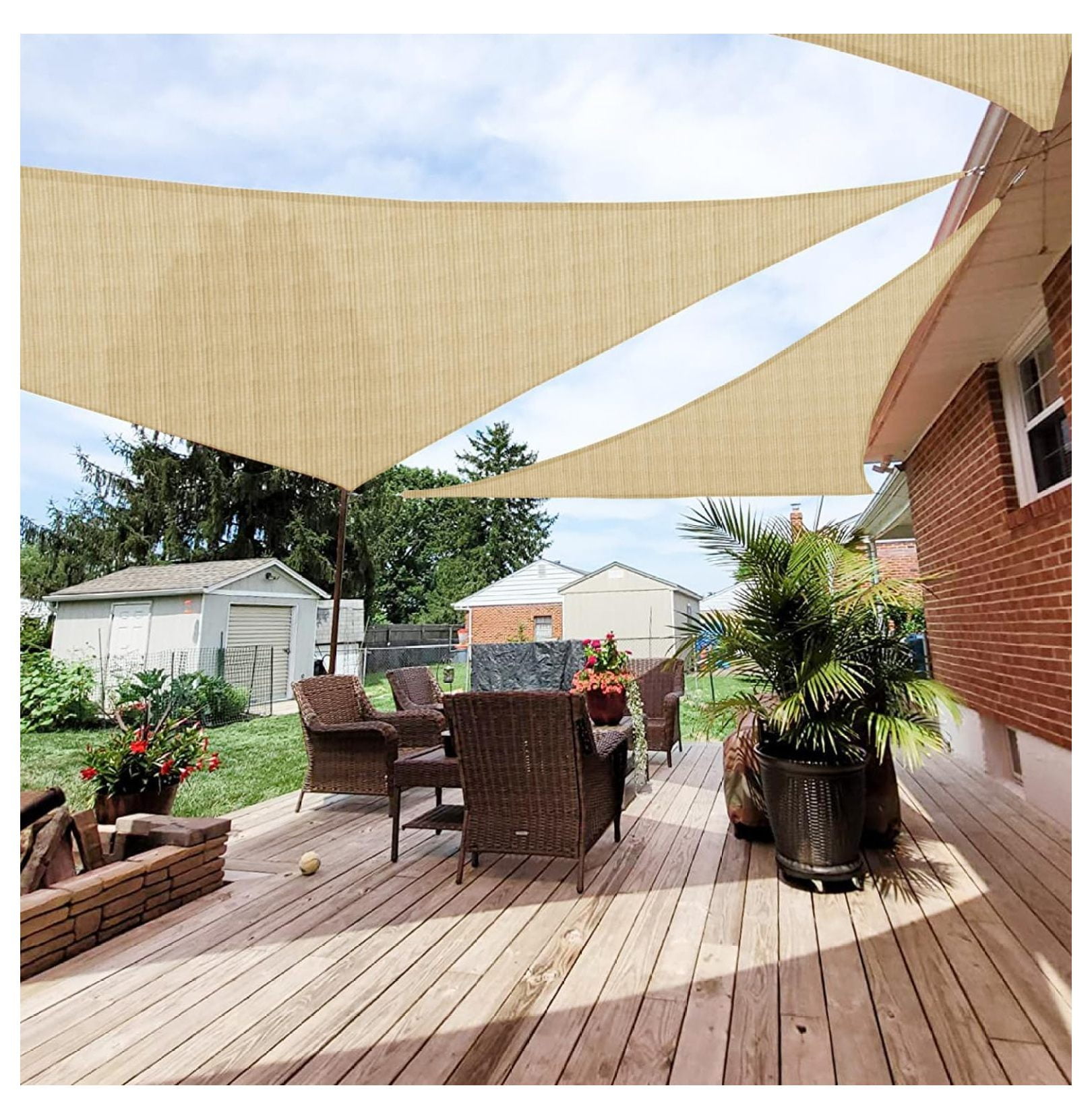 Paradise 11' x 11' x 10'10" Sun Shade Sail Triangle Canopy, Permeable ...