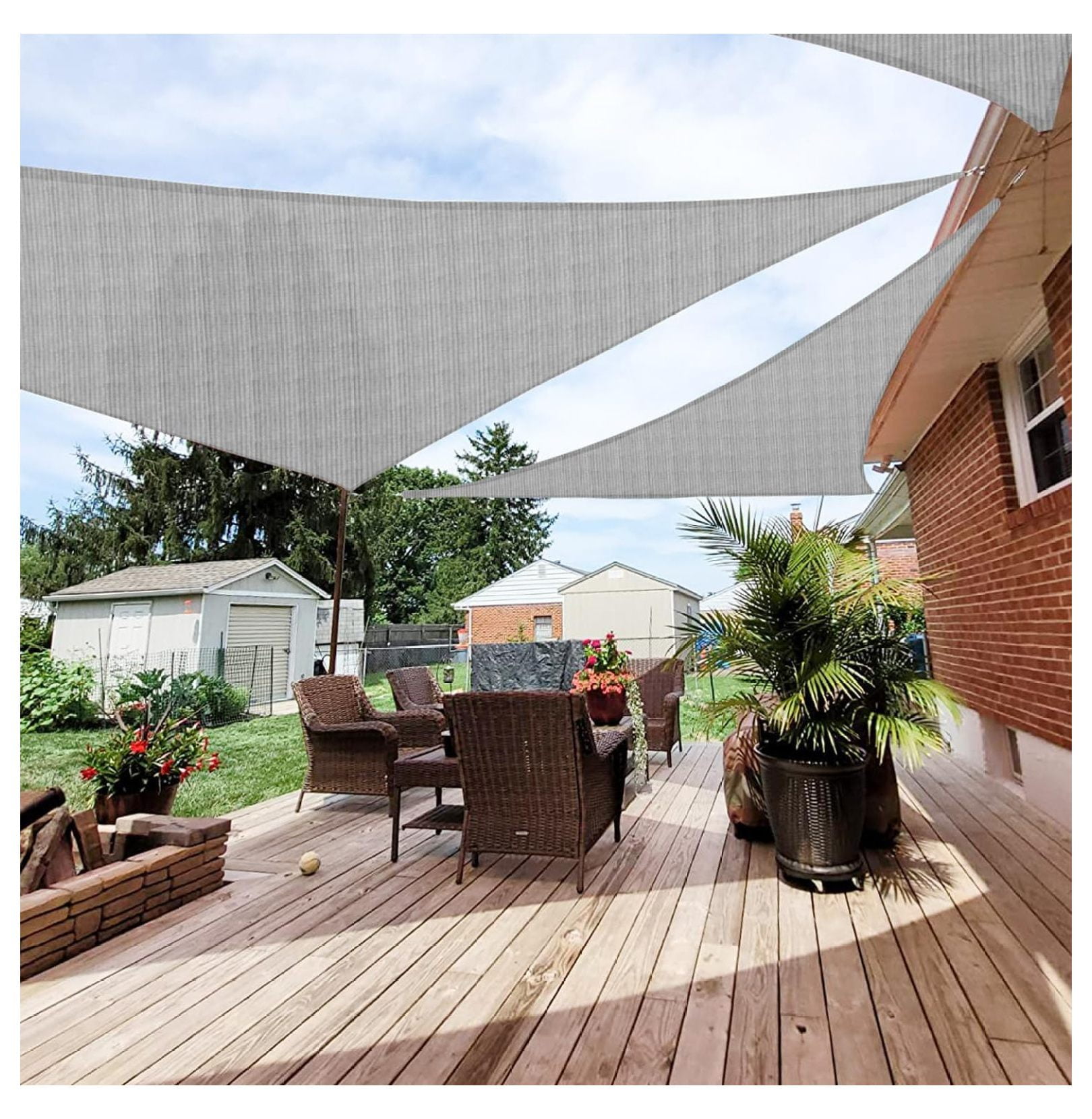 Paradise 15' x 15' x 14'10" Sun Shade Sail Triangle Canopy, Permeable ...