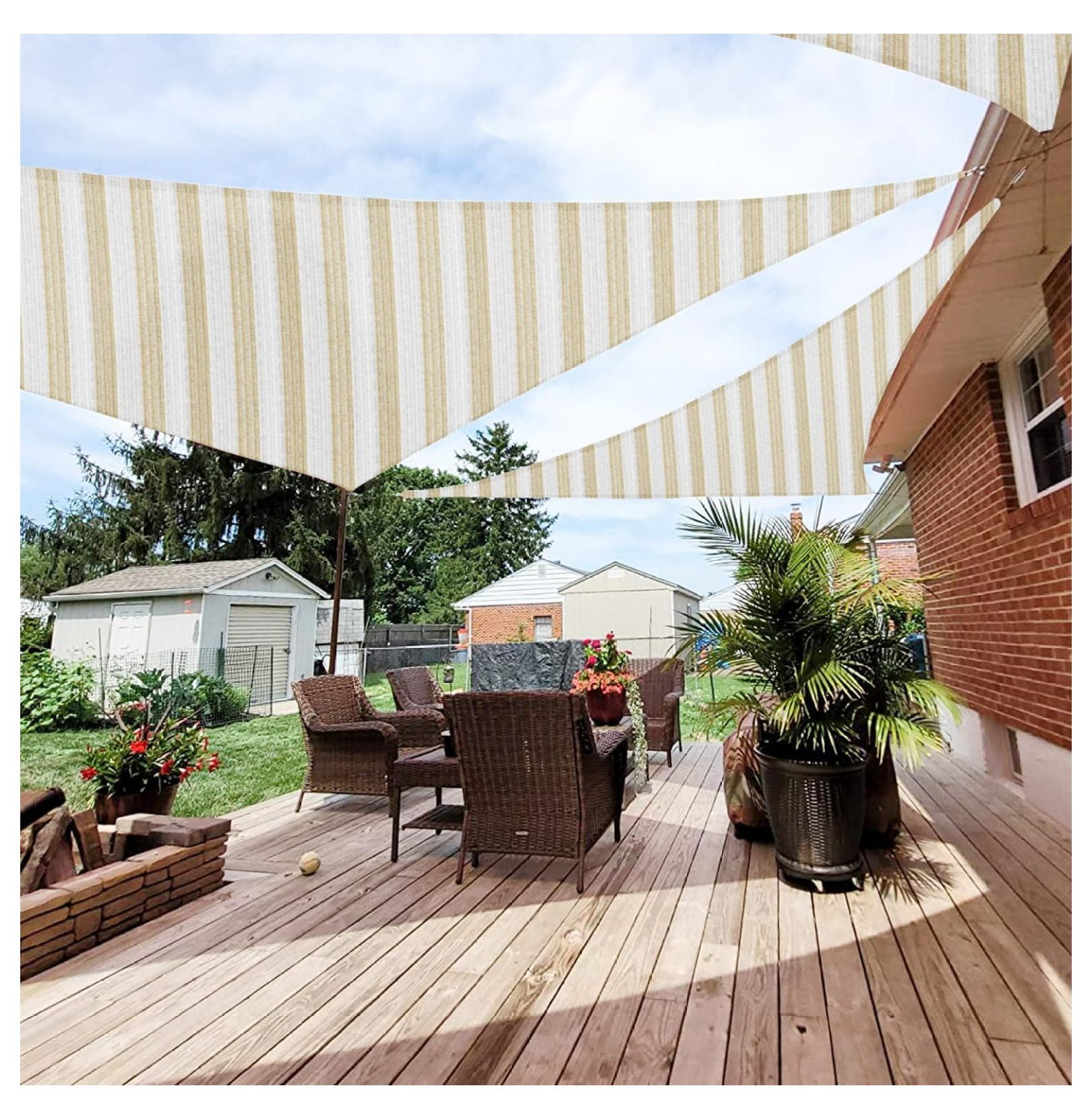 Paradise 25' x 25' x 25' Sun Shade Sail Triangle Canopy, Permeable ...
