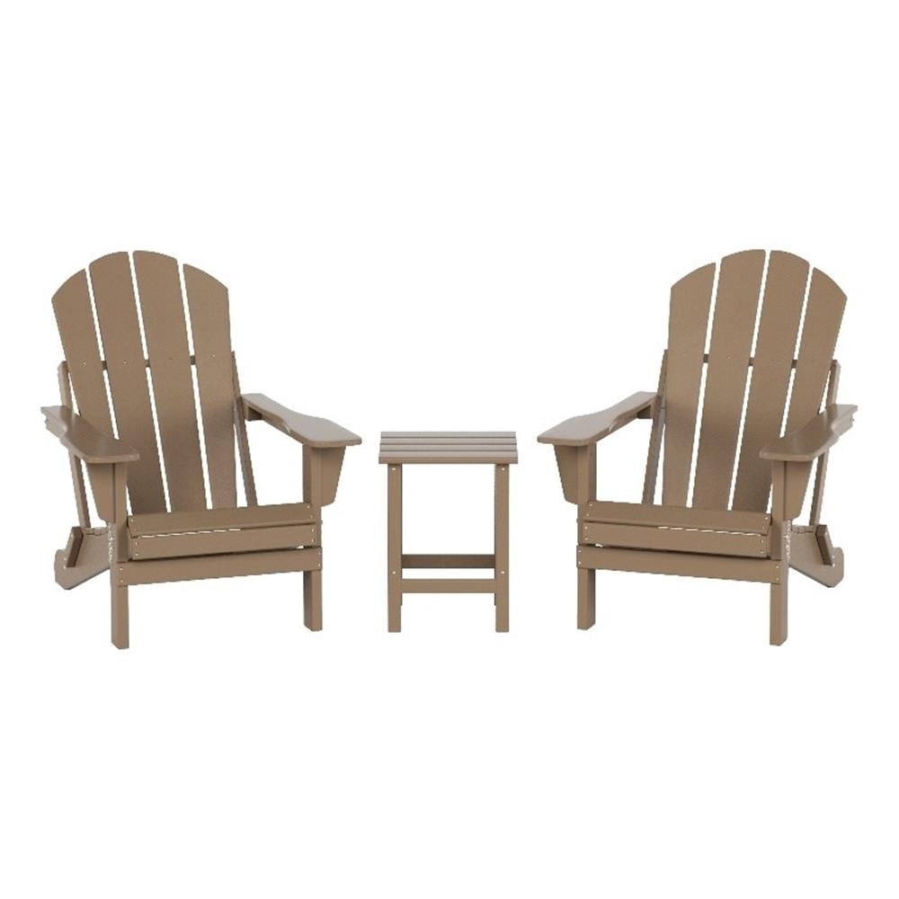 Paradise 3-Piece Set Classic Folding Adirondack Chair with Outdoor Side ...
