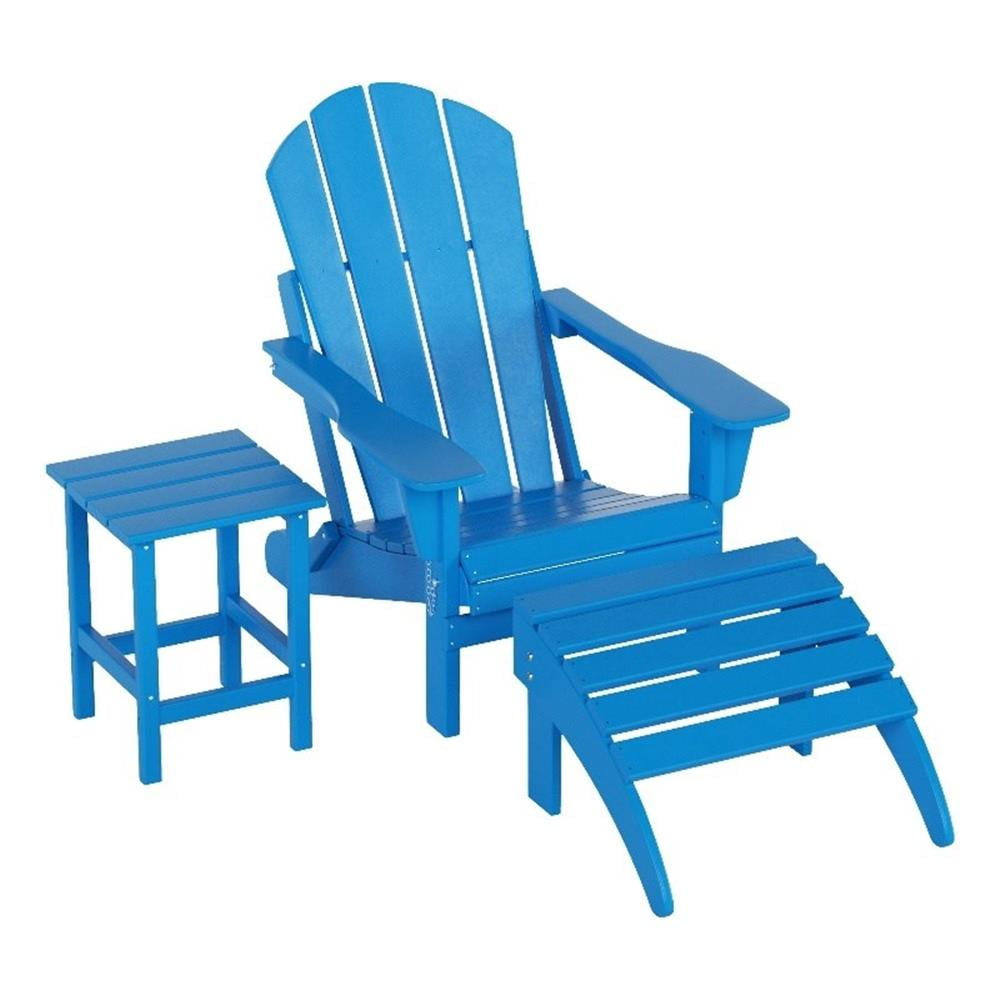 Paradise 3-Piece Set Folding Adirondack Chair with Square Side Table ...