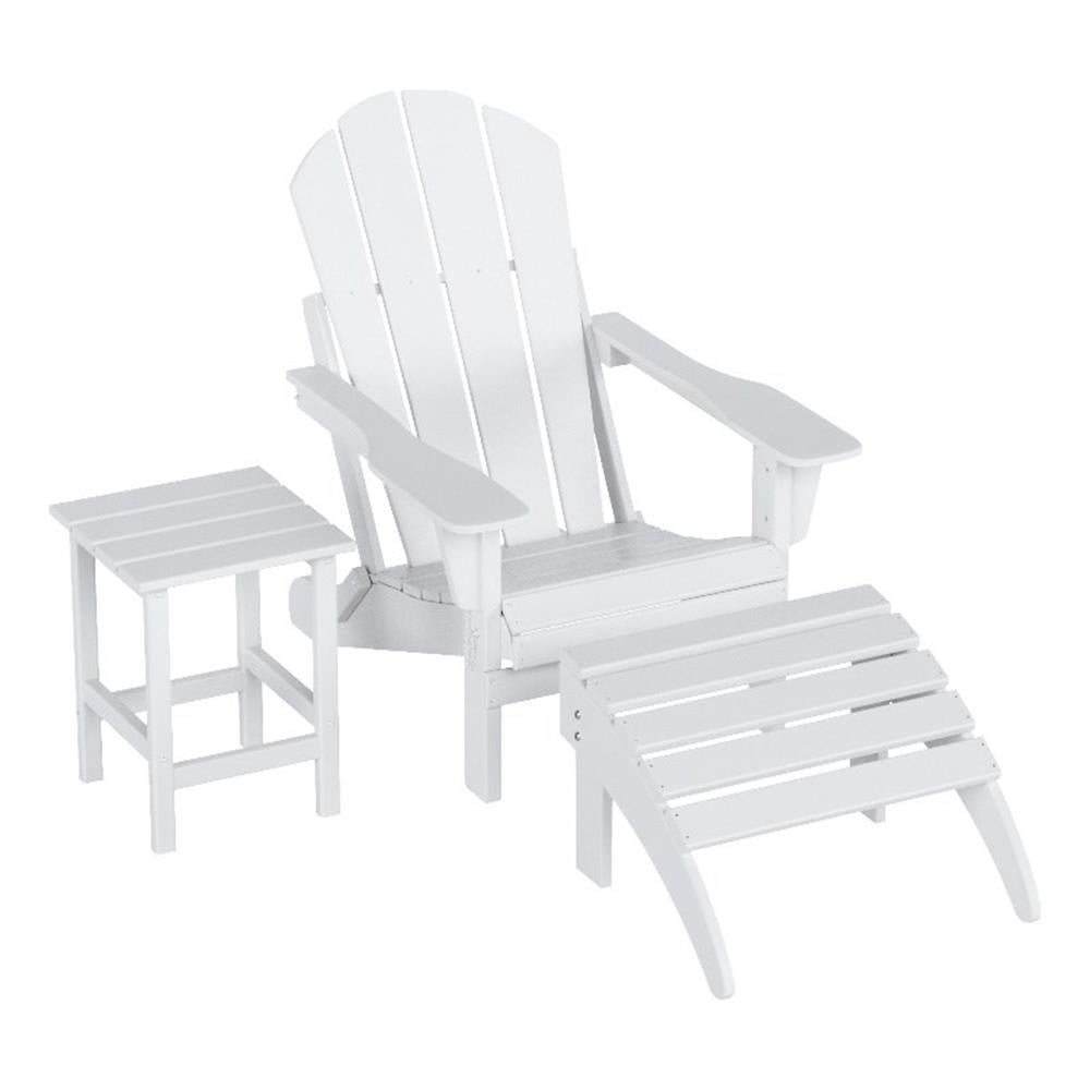Paradise 3-Piece Set Folding Adirondack Chair with Square Side Table ...