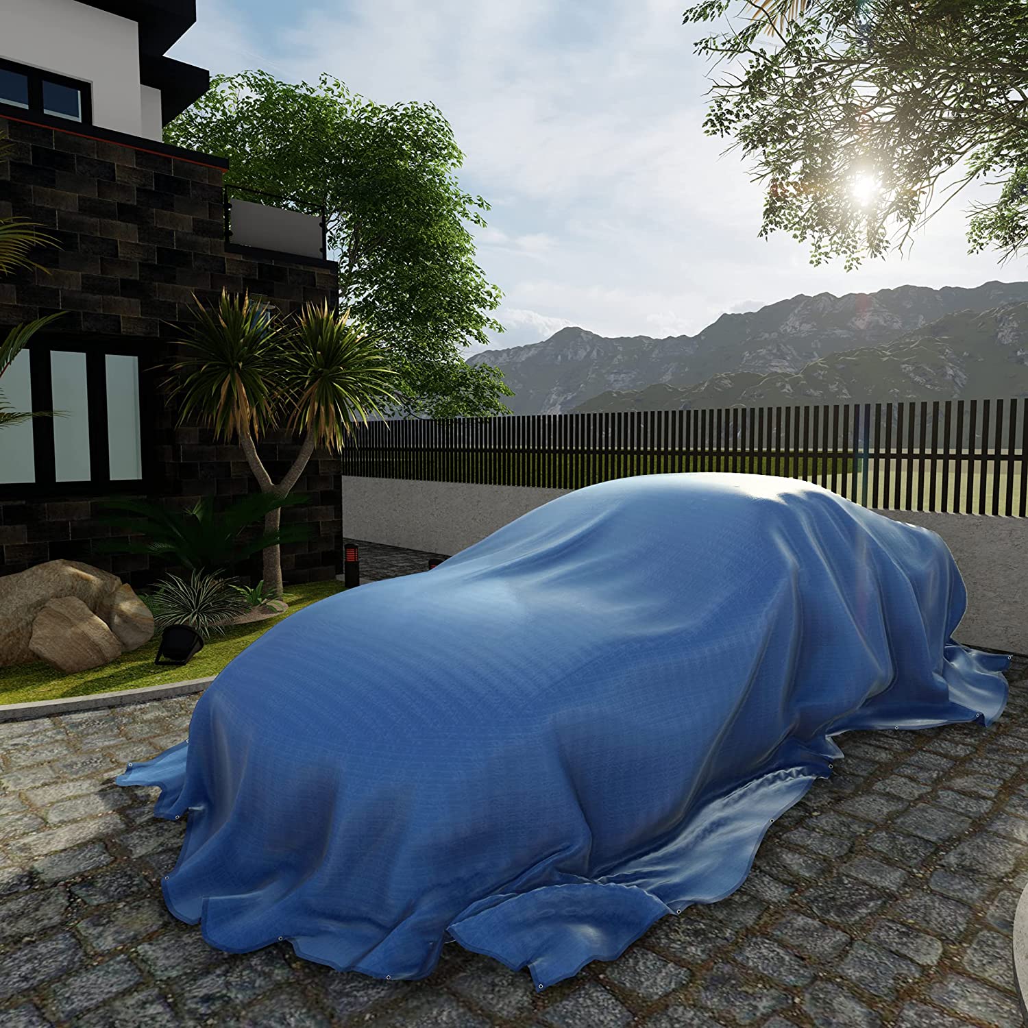 Paradise 5' x 7'(3PC) Blue Tarps Waterproof Heavy Duty Plastic Tarp UV ...