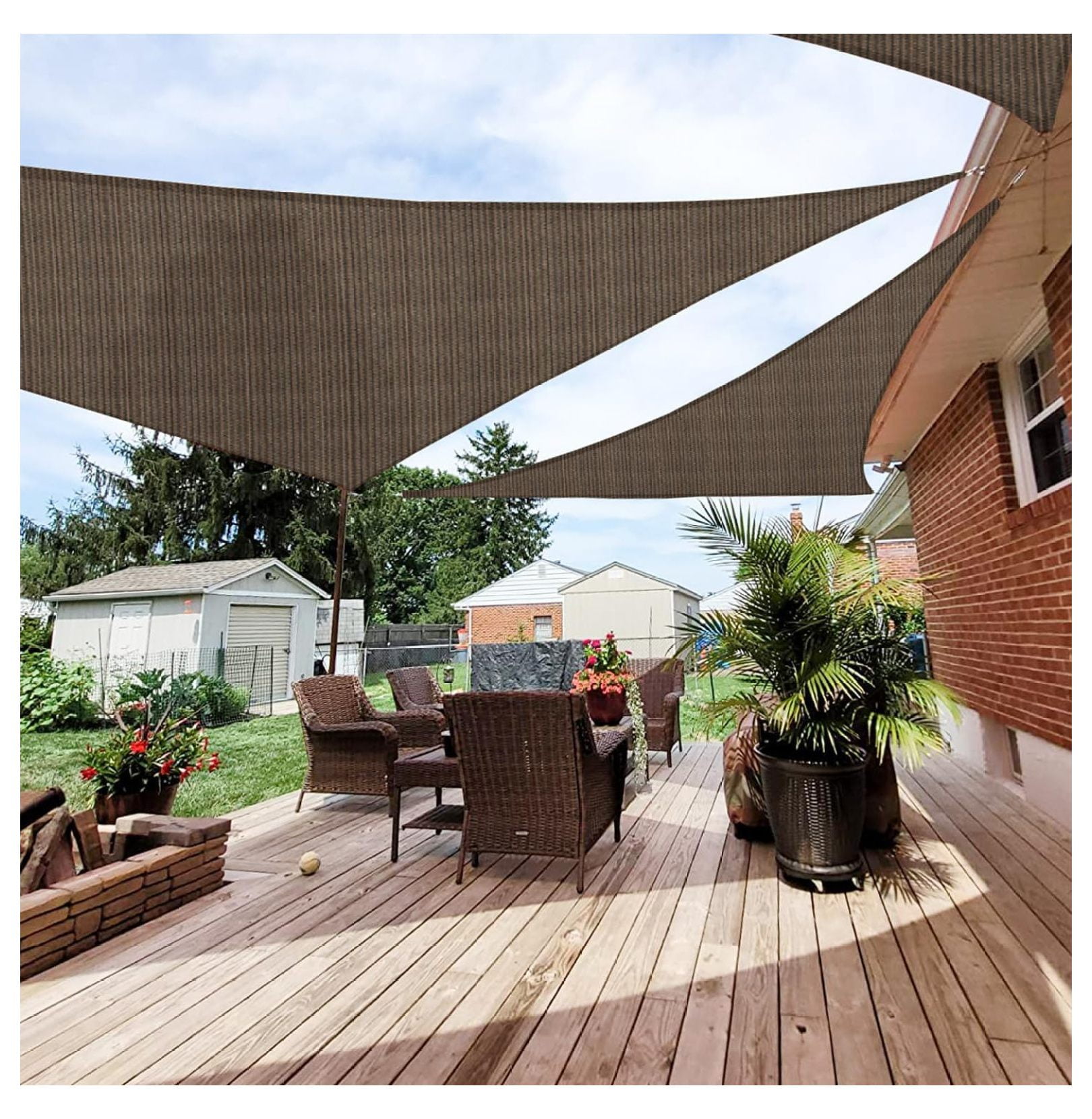 Paradise 5' x 5' x 5' Sun Shade Sail Triangle Canopy, Permeable Shade ...