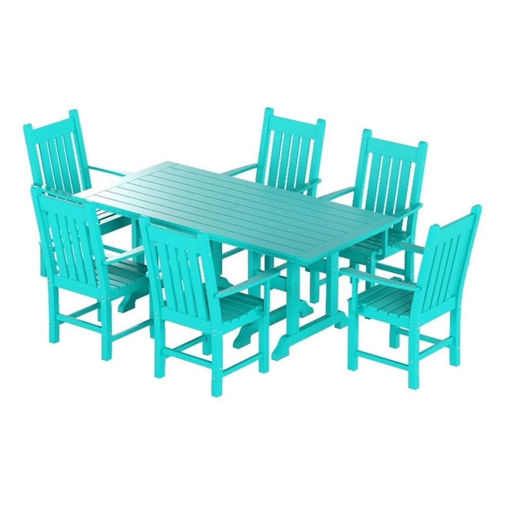 Paradise 7-Piece Square Trestle Arm Chair Outdoor Dining Set - Walmart.com