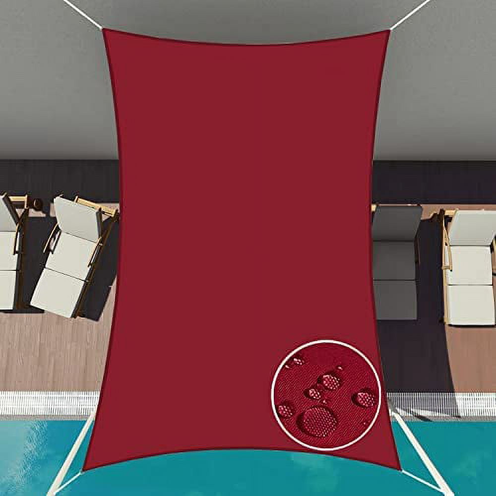 Paradise 7' X 13' Ft 260 GSM Waterproof Sun Shade Sail-Red Rectangle UV ...