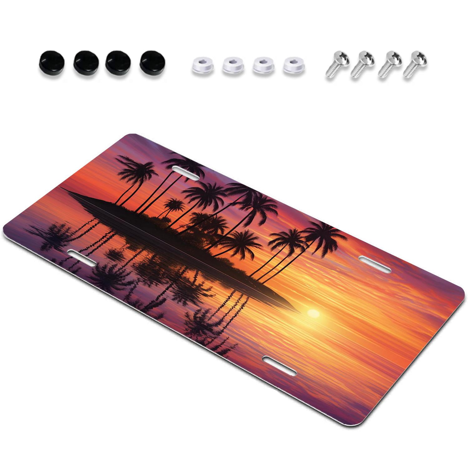 Paradise Beach Sunset Tropical Palm Trees colorful Plate Cover ...