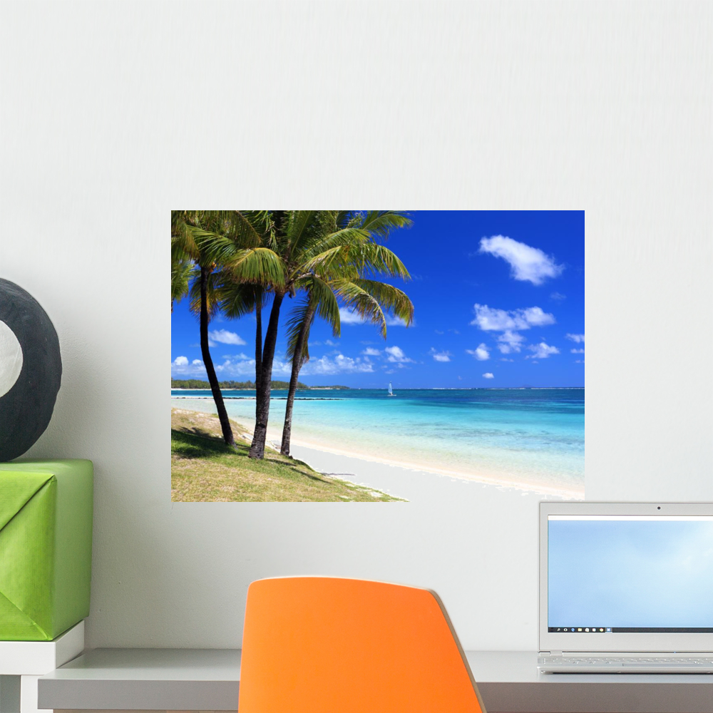 Paradise Beach Tropical Island Wall Mural by Wallmonkeys Peel and Stick ...