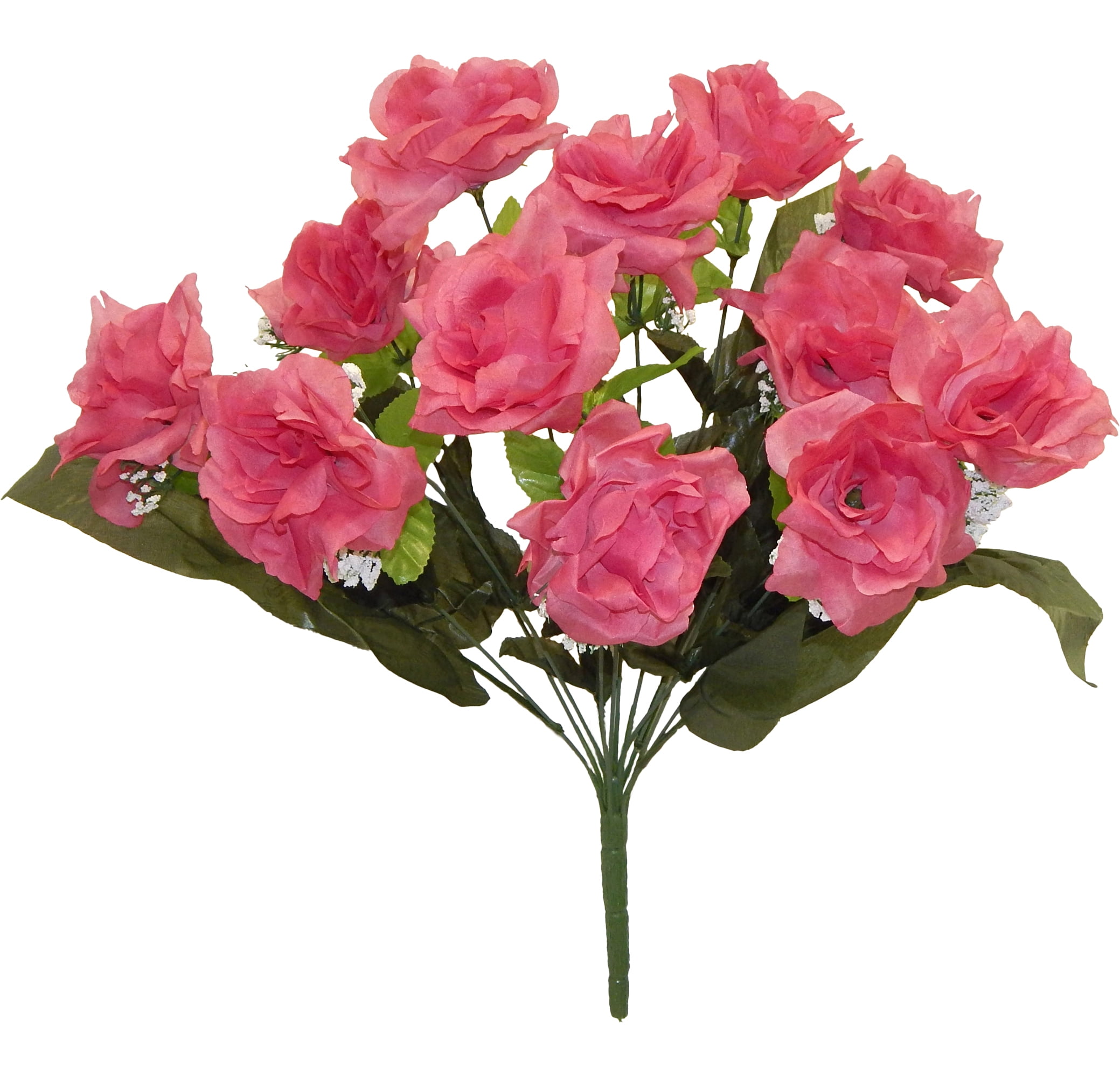Paradise Blush Pink Open Bloom Rose with Gypsophila 21in Artificial ...