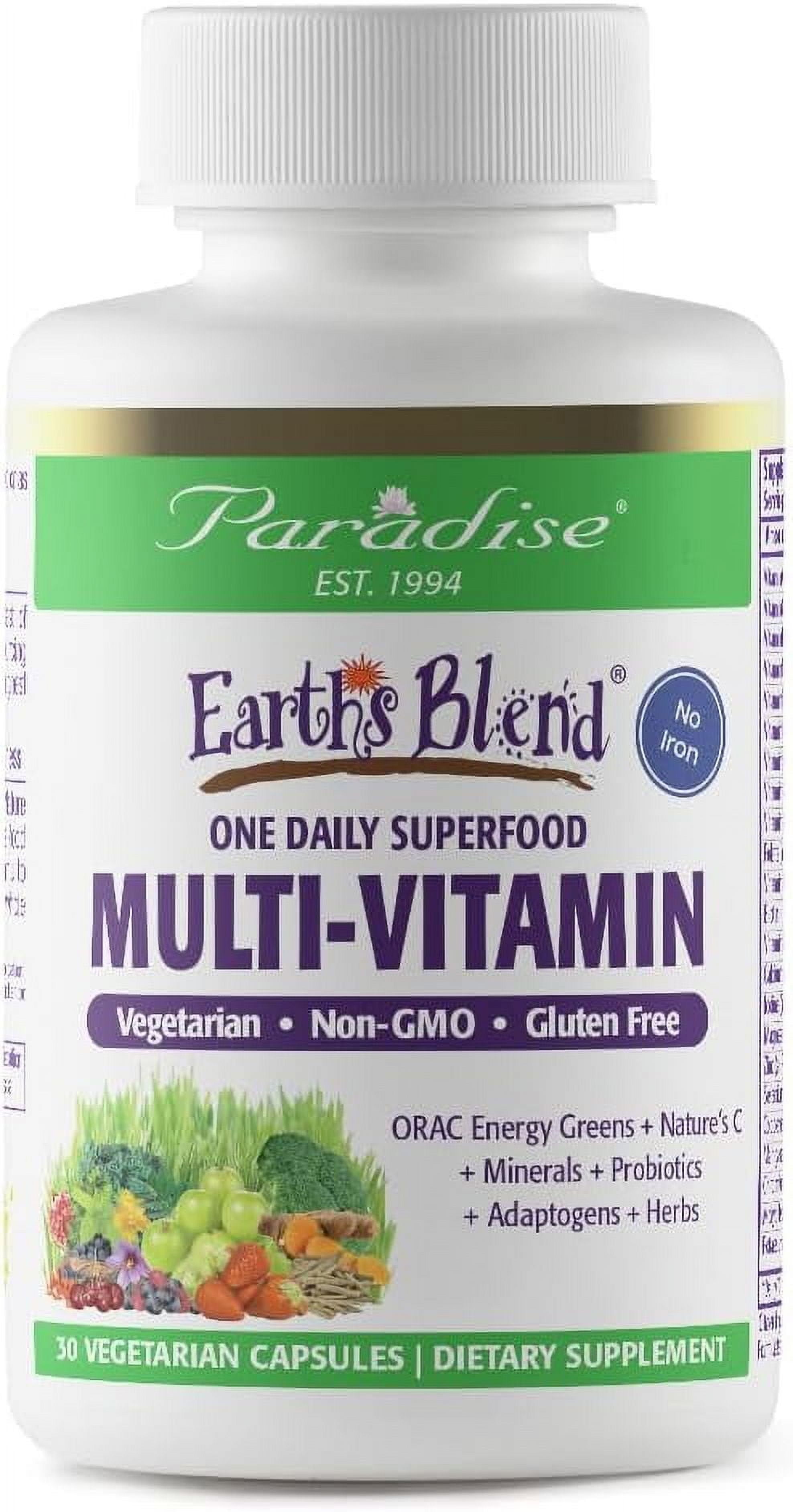 Paradise Earth's Blend Multivitamin, No Iron, Antioxidants, Probiotics ...