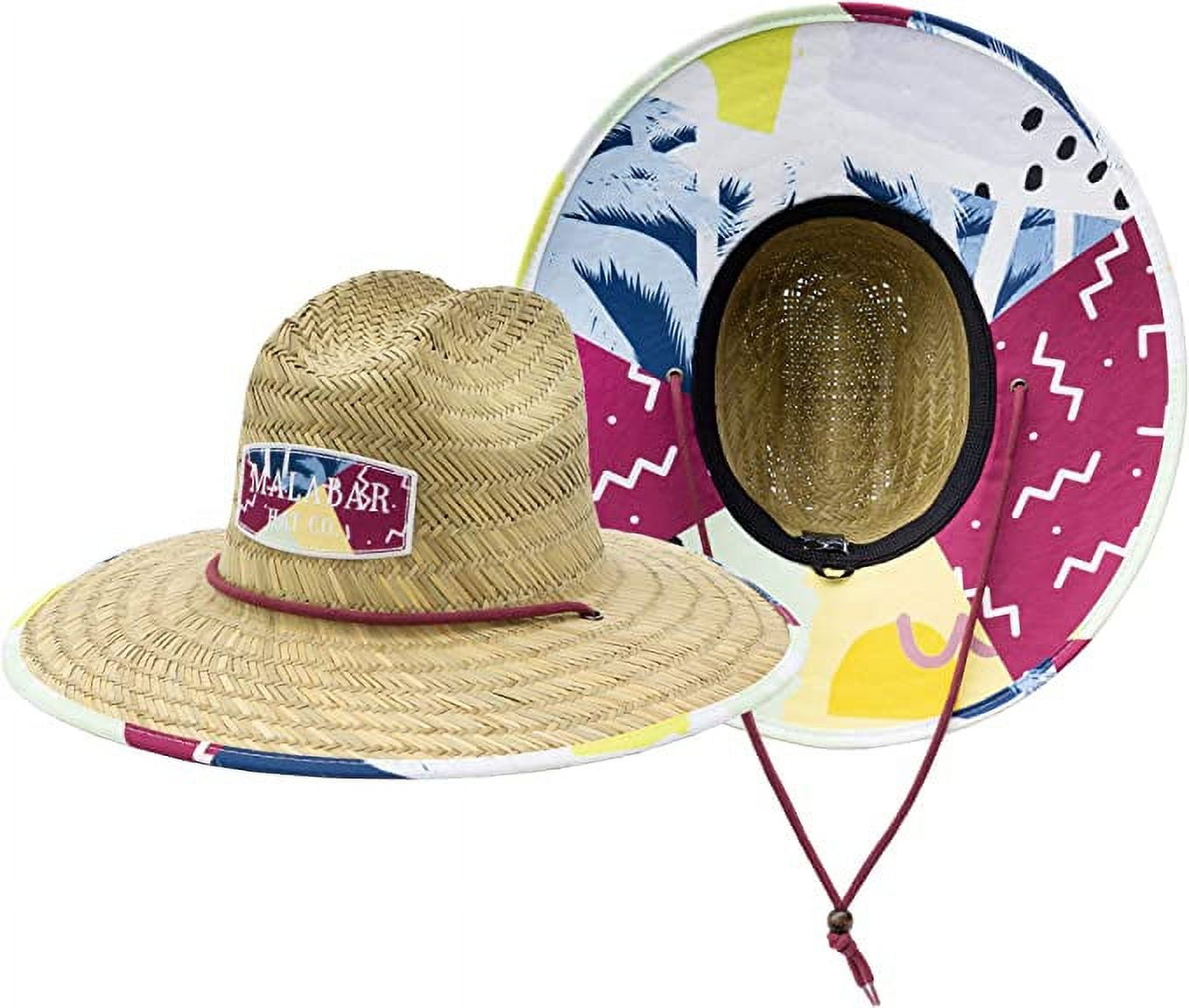 Paradise Found Fabric Pattern Print Straw Sunhat Men & Women, Lifeguard ...