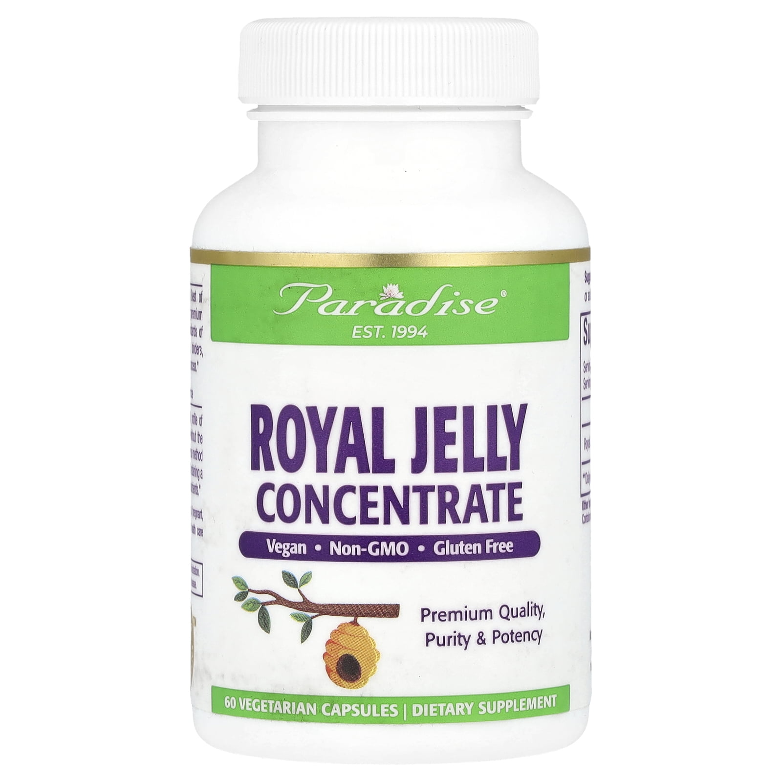 Paradise Herbs Royal Jelly Concentrate, 60 Vegetarian Capsules (500 mg ...