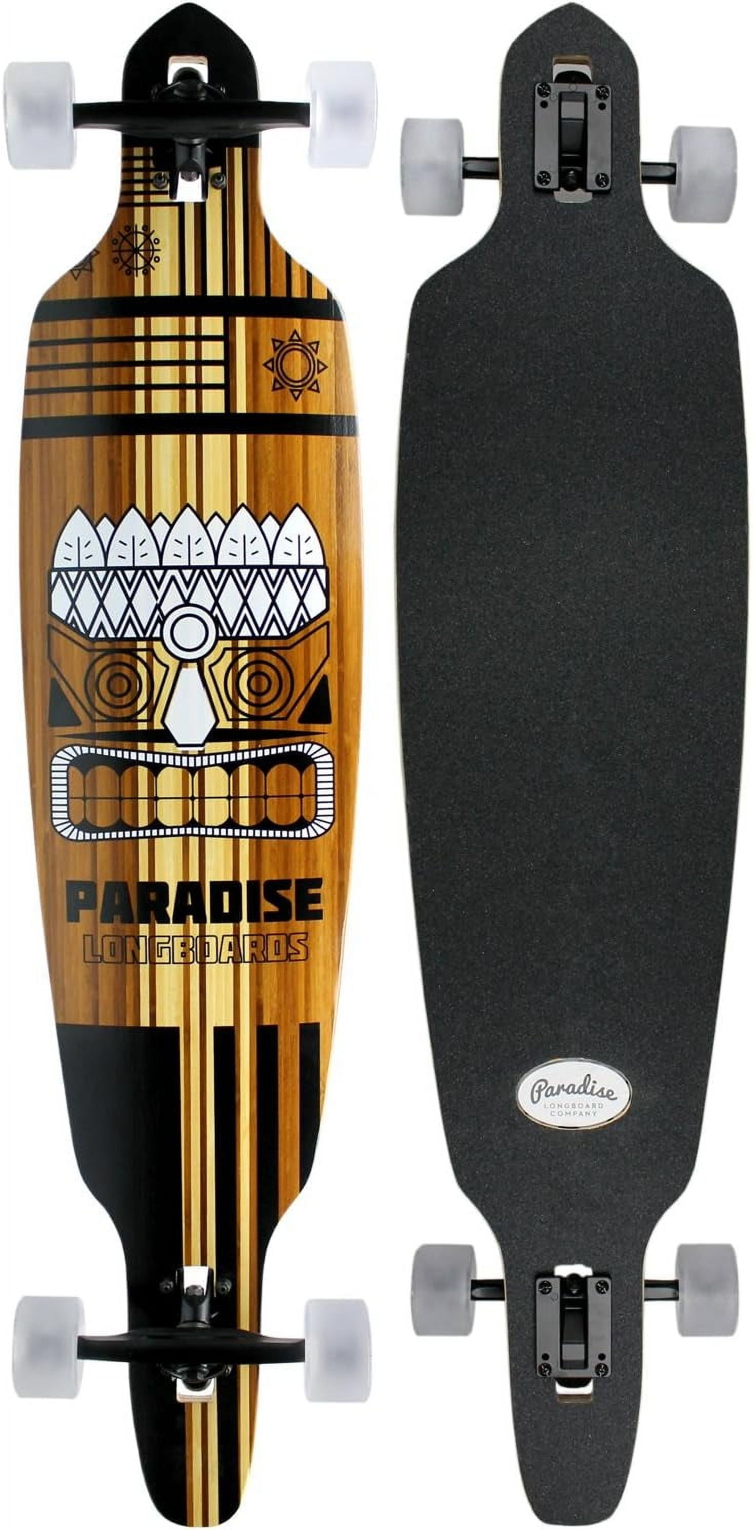 Paradise Longboard Drop Through Complete Cruiser Skateboard, Tiki Face ...