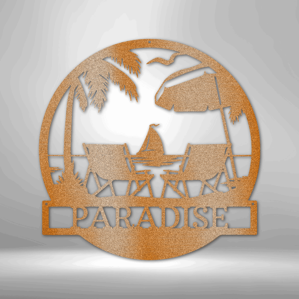 Paradise Monogram Metal Sign Laser Cut Powder Coated Home & Office ...