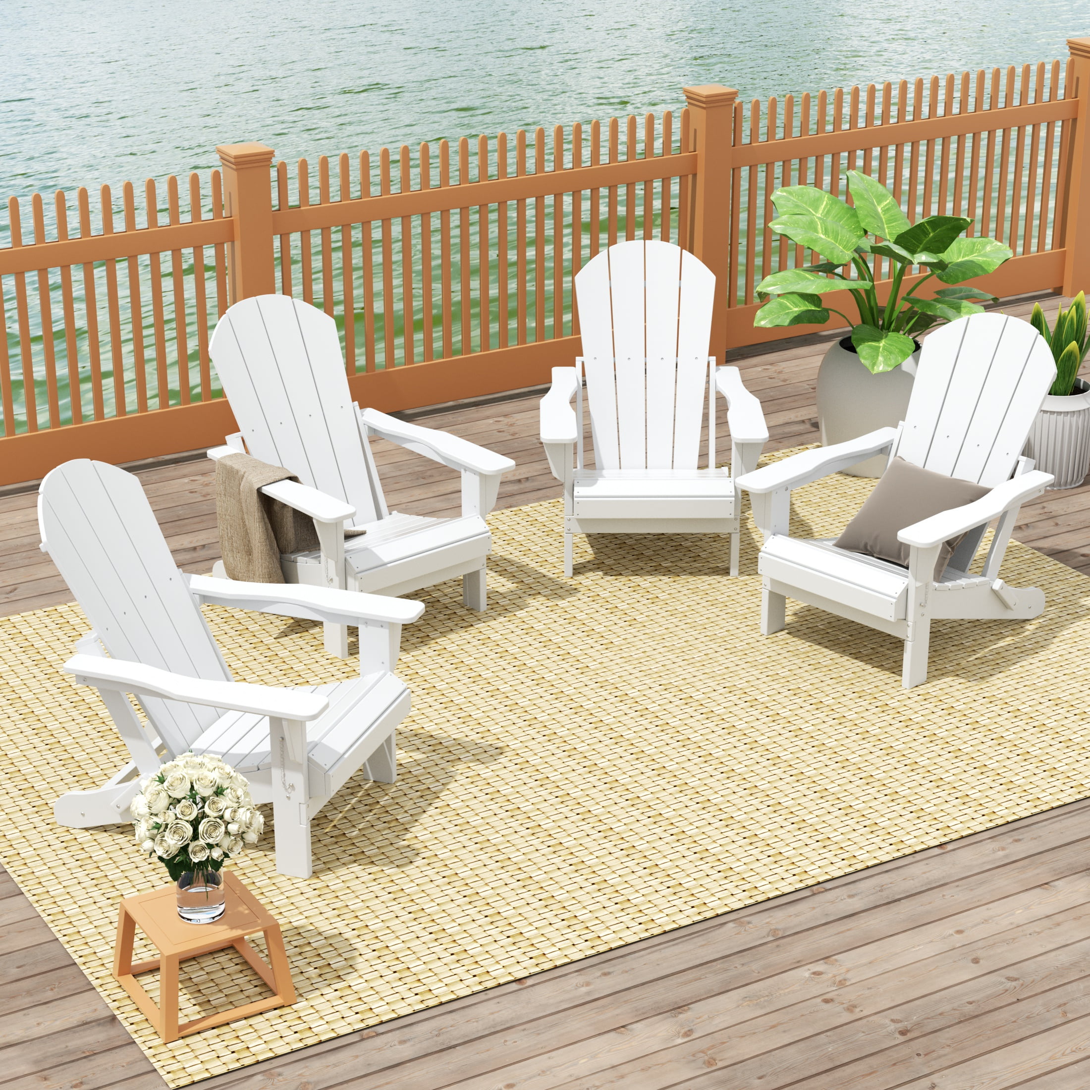 Costaelm Folding Outdoor Patio Conversation Chair Set of 4, All-Weather ...
