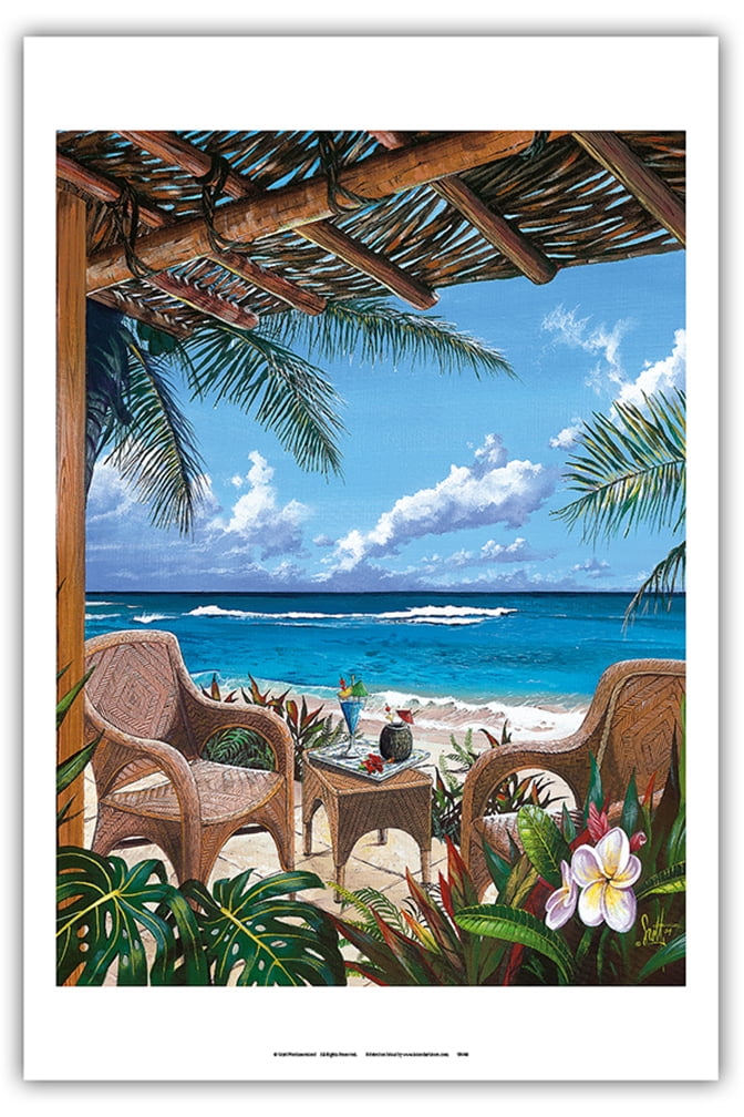 Paradise Porch - Hawaiian Ocean View - From an Original Color Painting ...