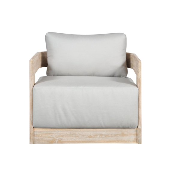Paradiso Outdoor Teak Natural Look Swivel Chair - Light Grey Fabric ...