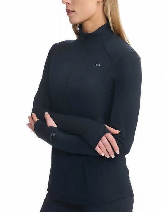 Paradox Ladies’ 1/4 Zip Merino Wool Blend Base Layer Top, Black, Large ...