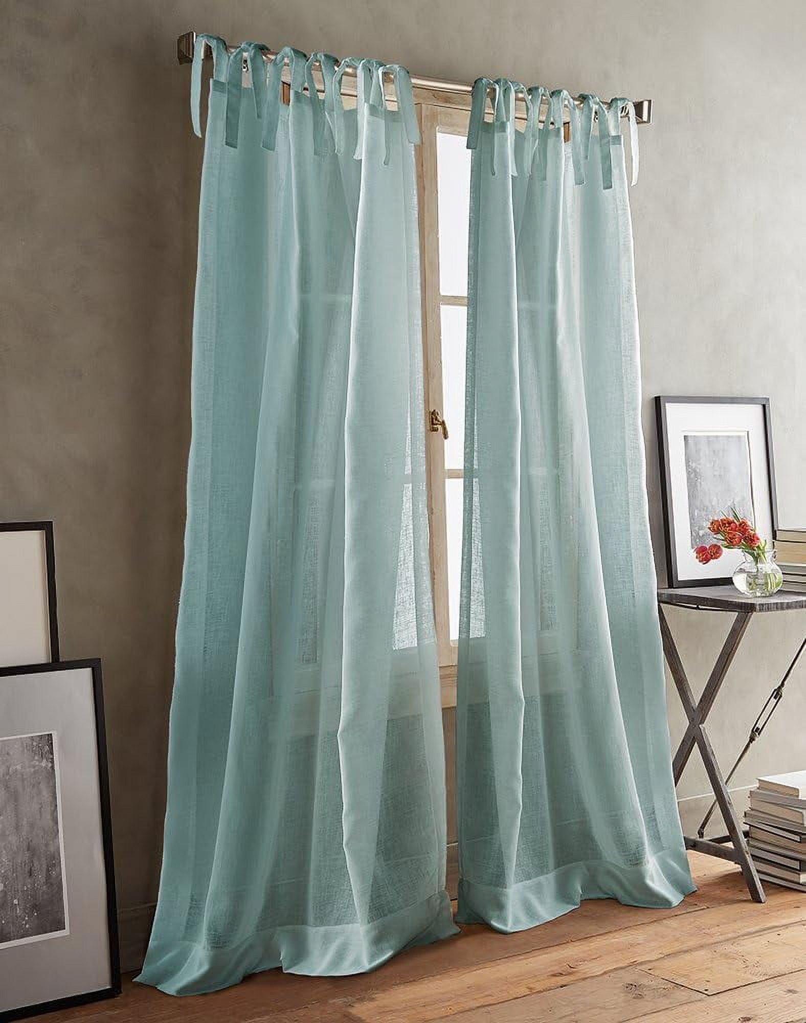 Paradox Tie Tab Sheer Window Curtain Panel Pair - Walmart.com