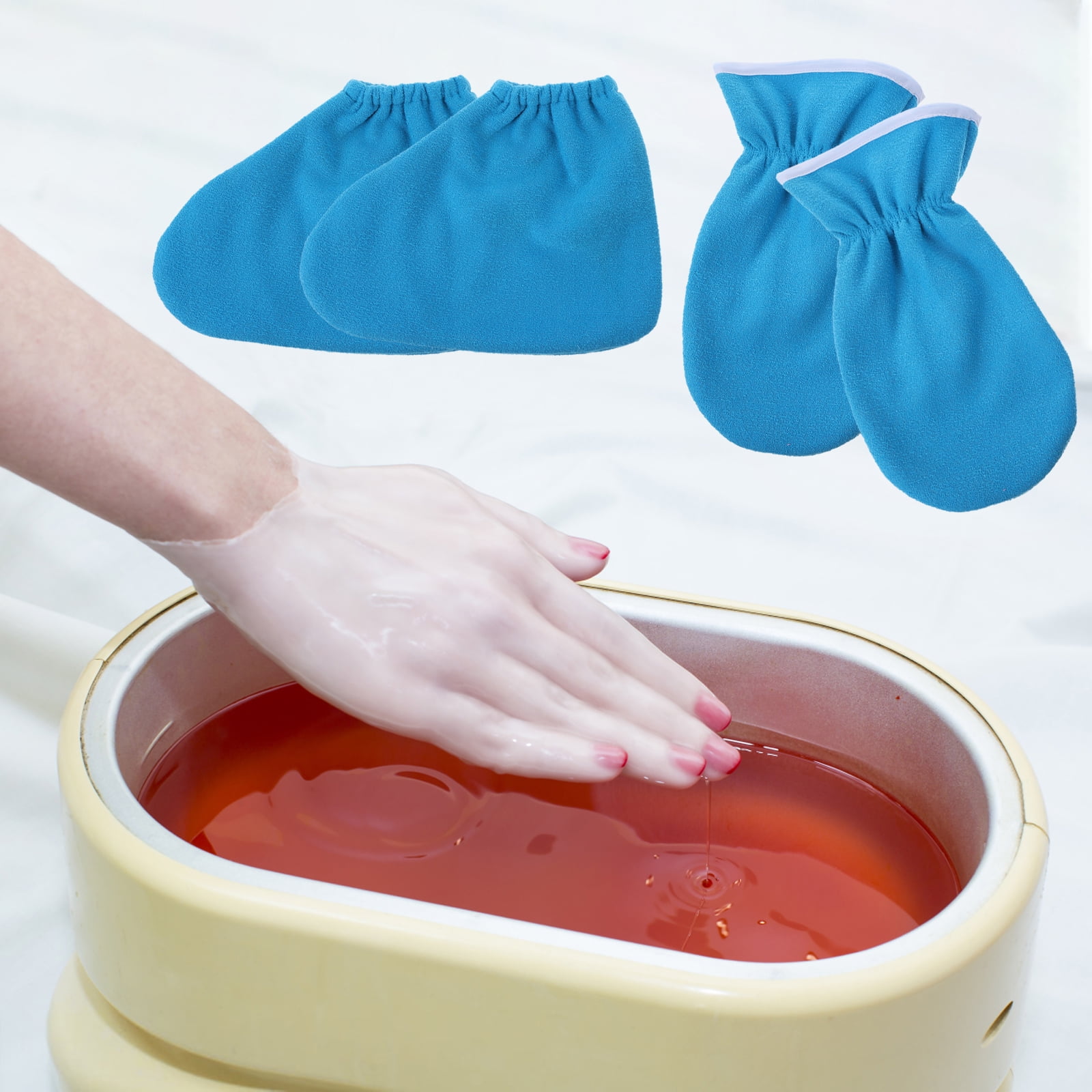 Foot Mask Socks Paraffin Wax Flannel Blue 4Pcs 11.8x6.3in - Walmart.com