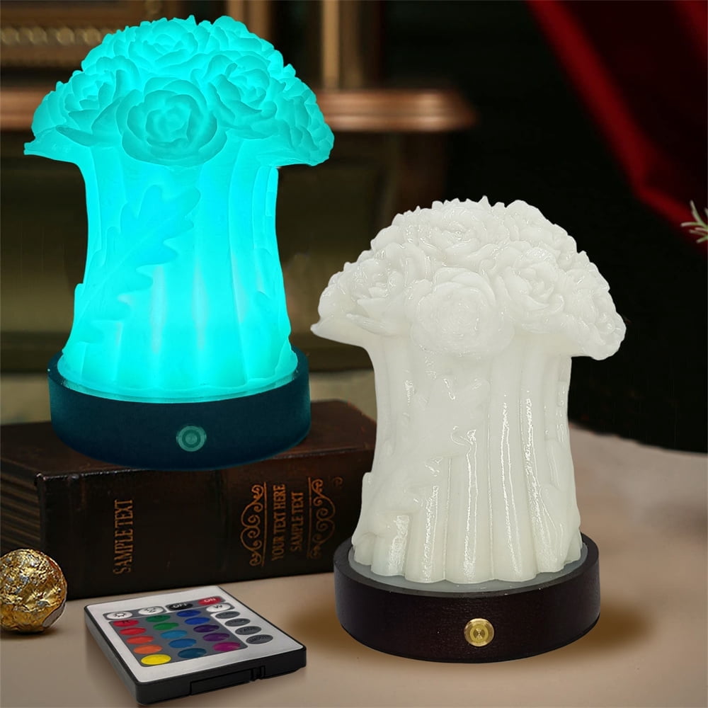 Paraffin Wax Moon Lamp LED Night Light Battery Powered With Stand ...