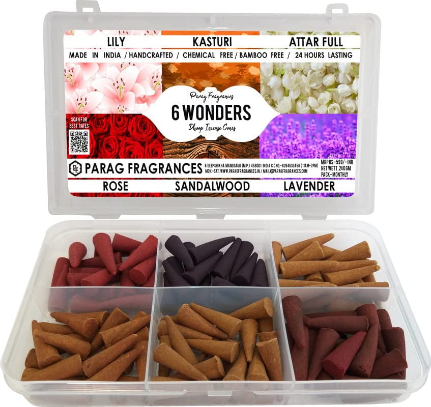 Parag Fragrances 6 Wonder Cones Thick 250gm Dhoop Incense Cones New ...
