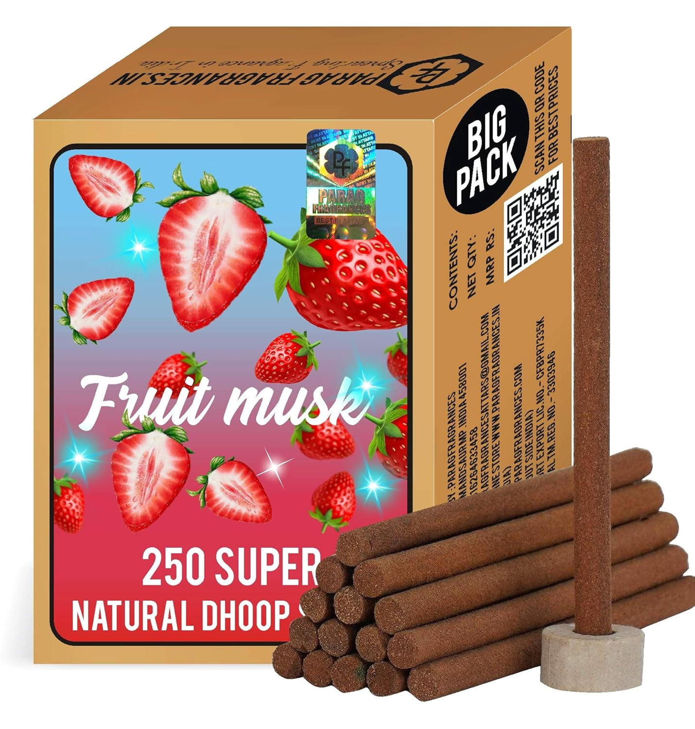 Parag Fragrances Fruit Musk Dhoop Sticks 250 GramChemical Bamboo Free ...