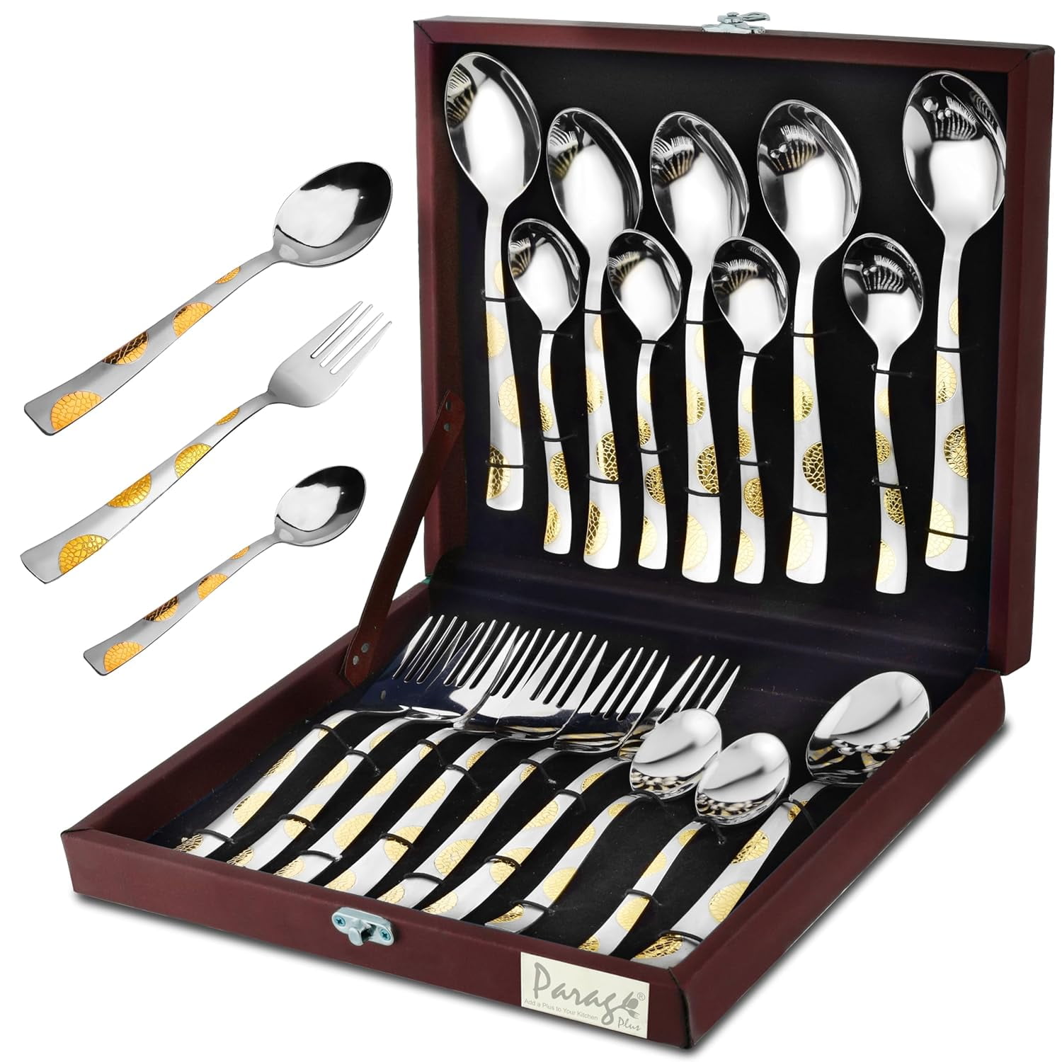 Parage 18 Pieces Premium Stainless Steel Golden Cutlery Set Home ...