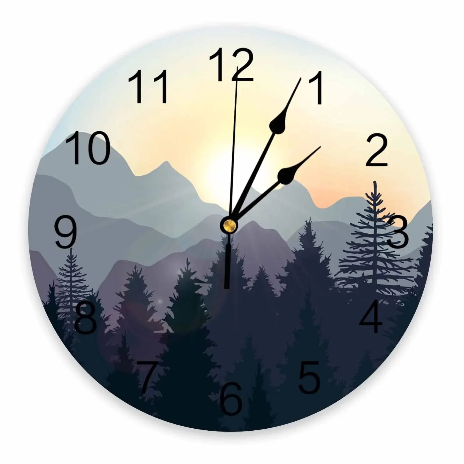 Paraglider Sunrise Valley Wall Clock Bedroom Silent Wall Digital Clock ...