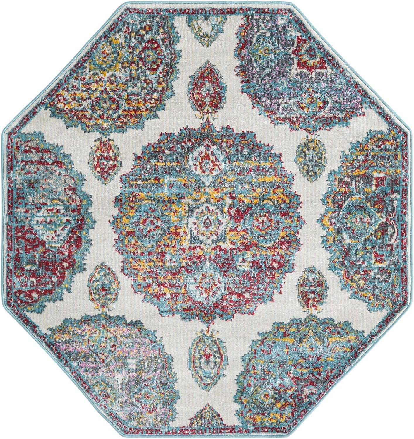 Paragon Collection Rug – 4 Ft Octagon Cream Medium-Pile Rug Perfect for ...