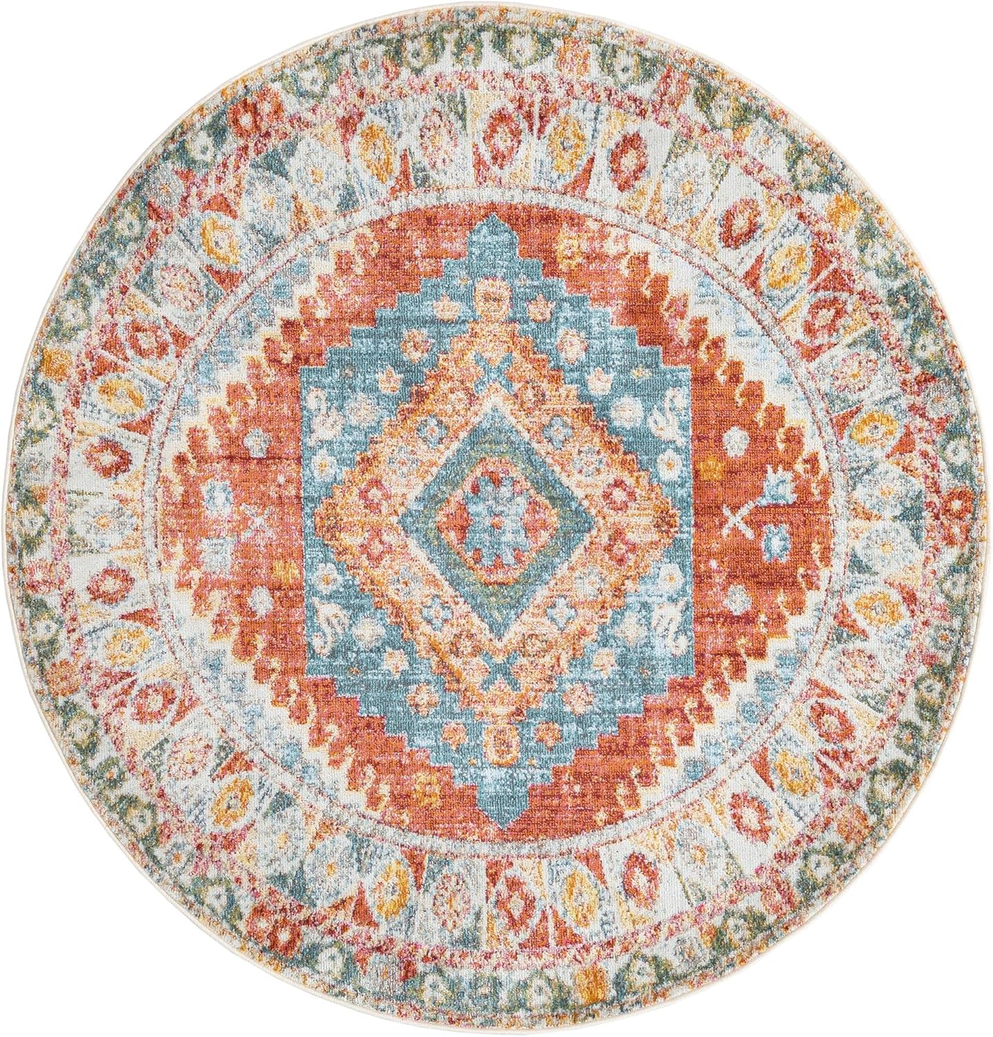 Paragon Collection Rug – 5 Ft Round Salmon Medium-Pile Rug Perfect for ...